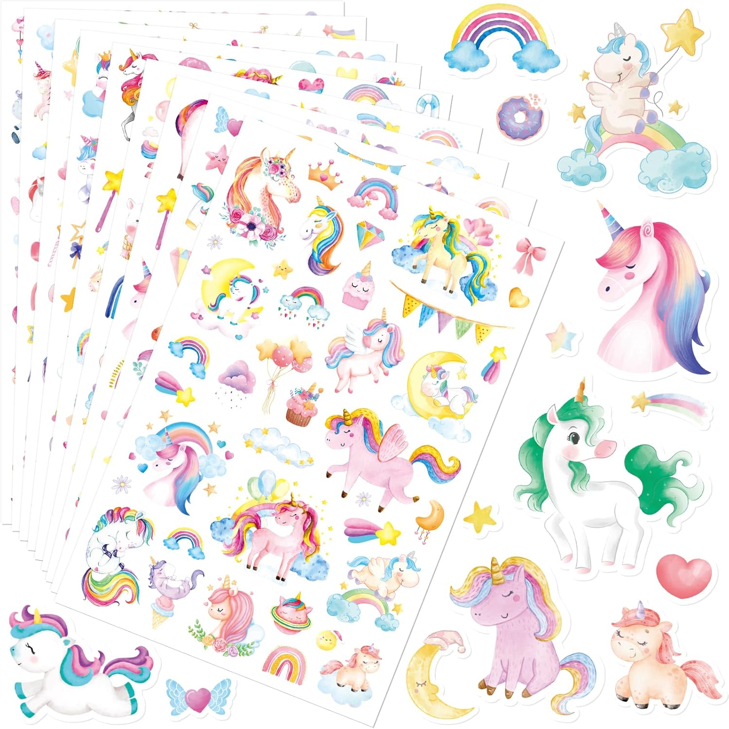 Amazon.com: MoShining Magical Unicorn Stickers 375 Pieces Plastic ...