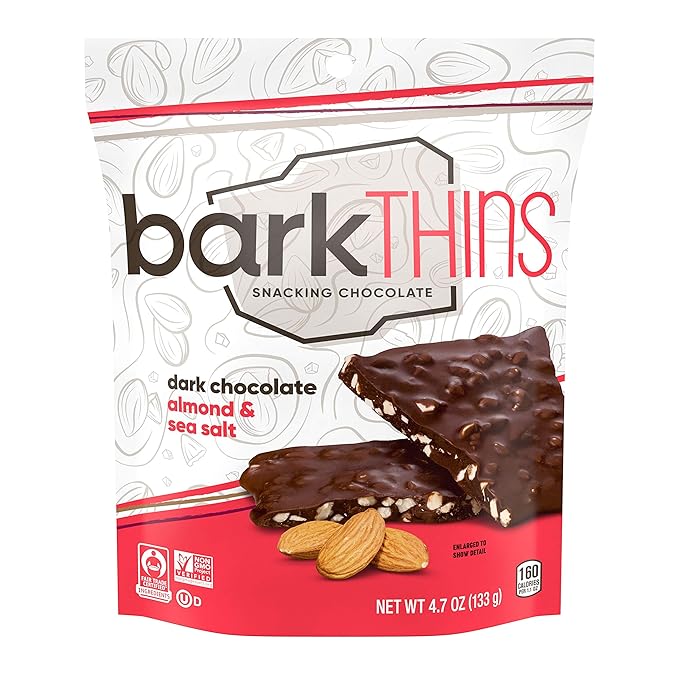 Amazon.com : barkTHINS Snacking Dark Chocolate, Almond with Sea Salt, 4 ...