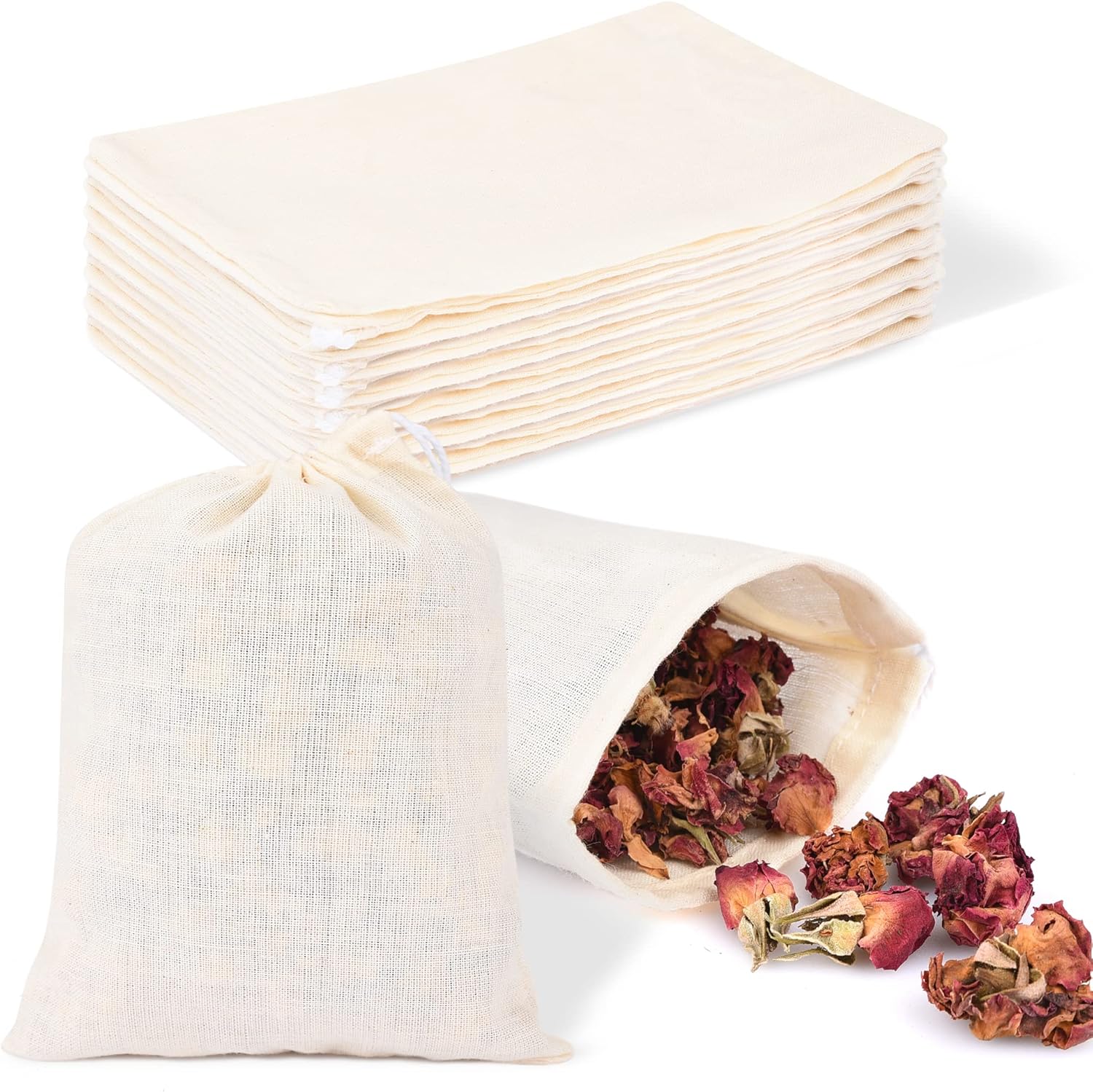 Amazon.com: JW CRAFT Reusable Muslin Bags with Drawstrings 4 x 6 Inches ...