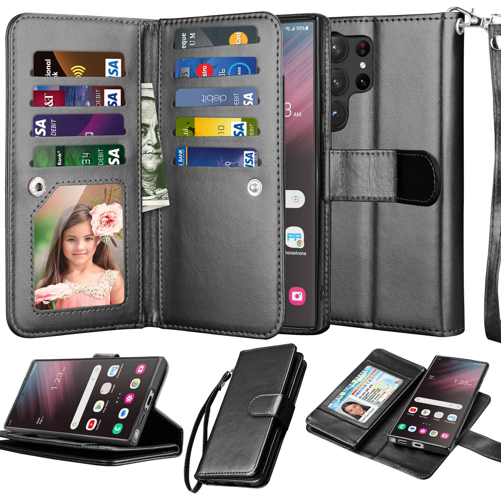 Amazon.com: Njjex Galaxy S23 Ultra Case, for Samsung Galaxy S23 Ultra Wallet Case, [9 Card Slots ...