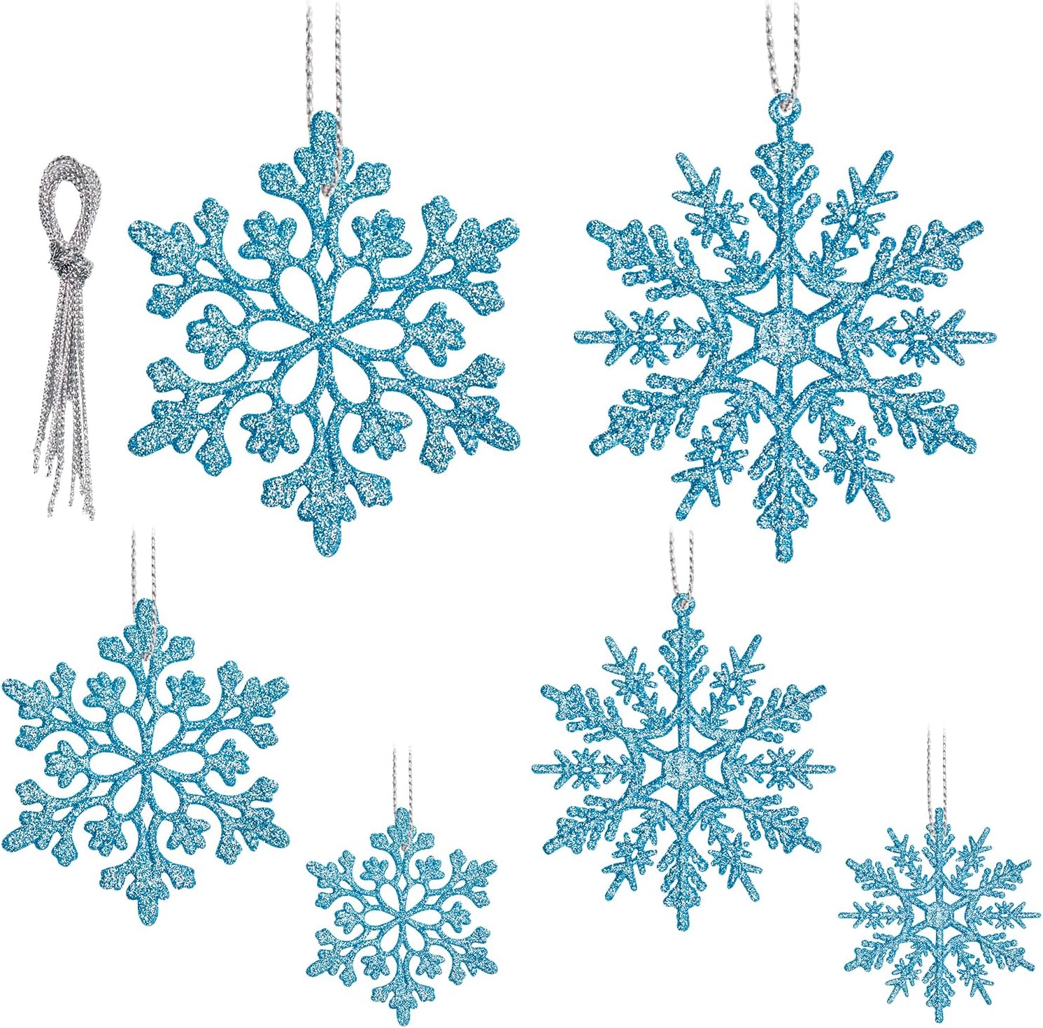 Amazon.com: CLUEWR 36 Pack Blue Snowflake Ornaments, Christmas Tree ...