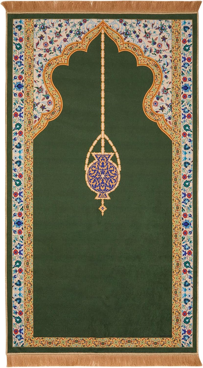 Amazon.com: Muslim Prayer Rug | 25'' x 45'' Turkish Velvet Islamic ...