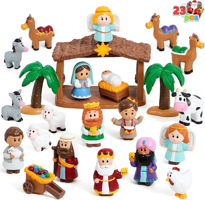 Amazon.com: JOYIN 23 PCS Christmas Little Nativity Playset Figurine ...