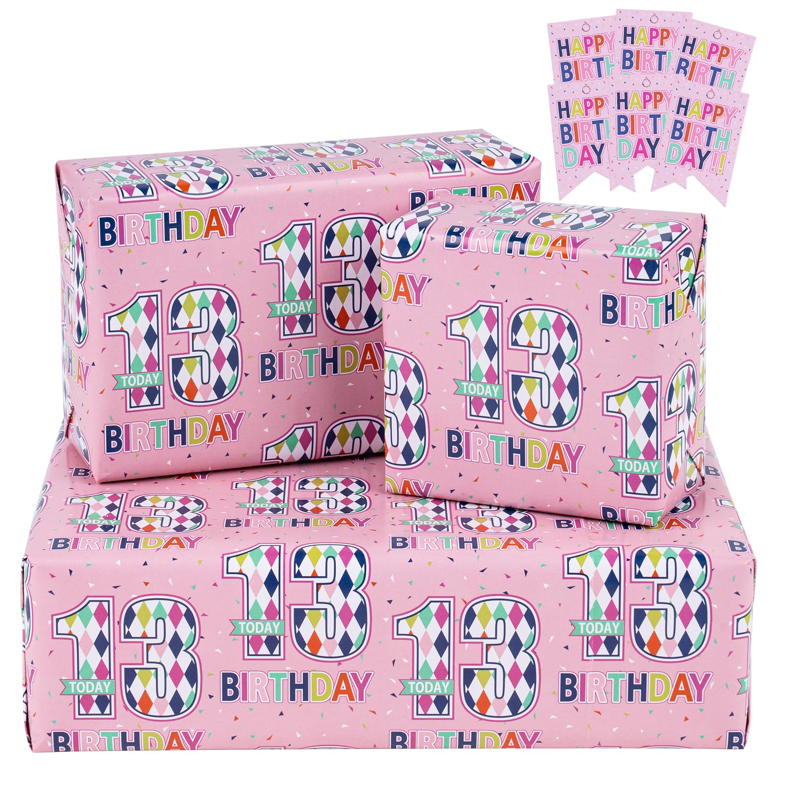 Amazon.com: RUSPEPA Birthday Wrapping Paper Sheets with Gift Tags for ...