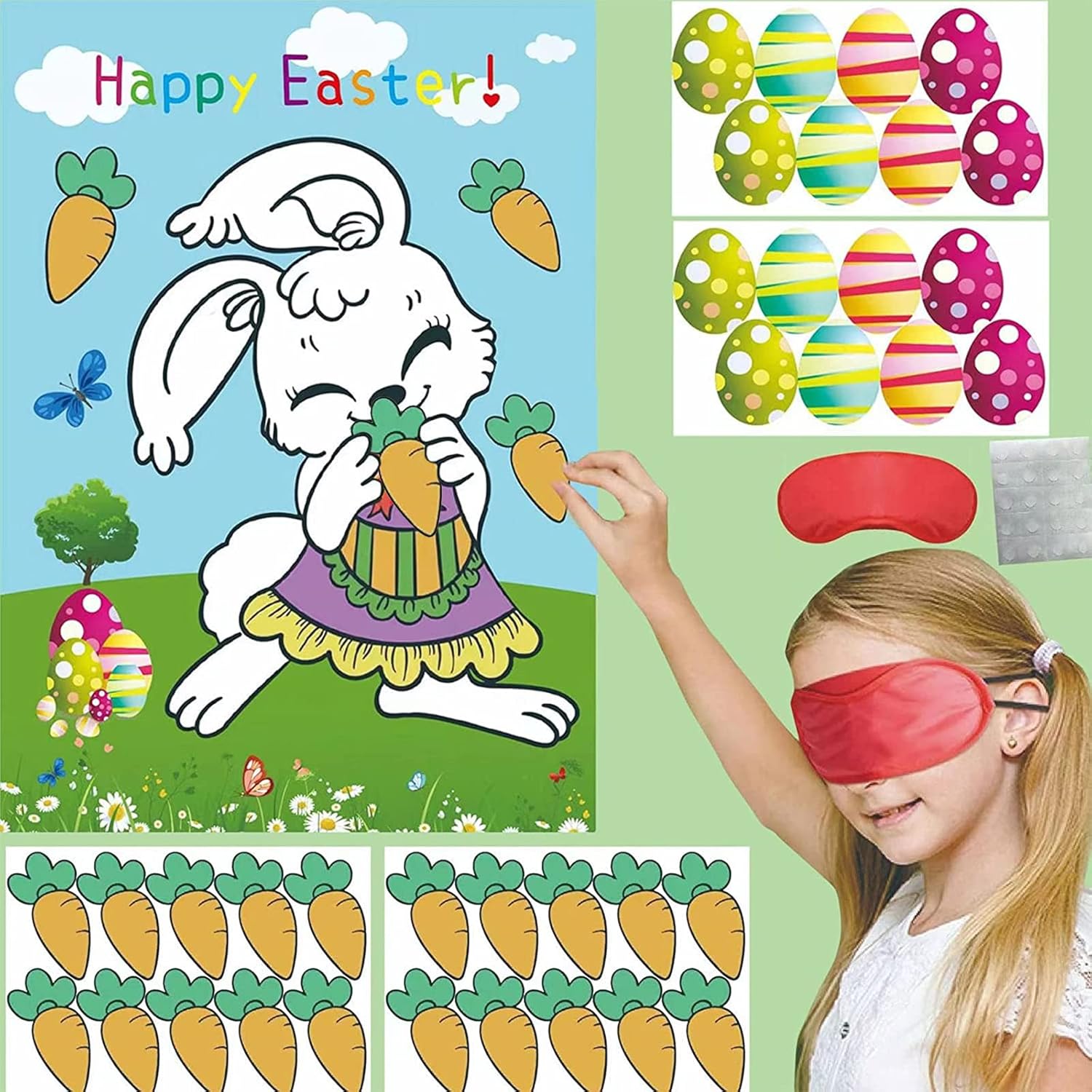 Amazon.com: Pin The Eggs on The Bunny Easter Party Pin Games, Easter ...