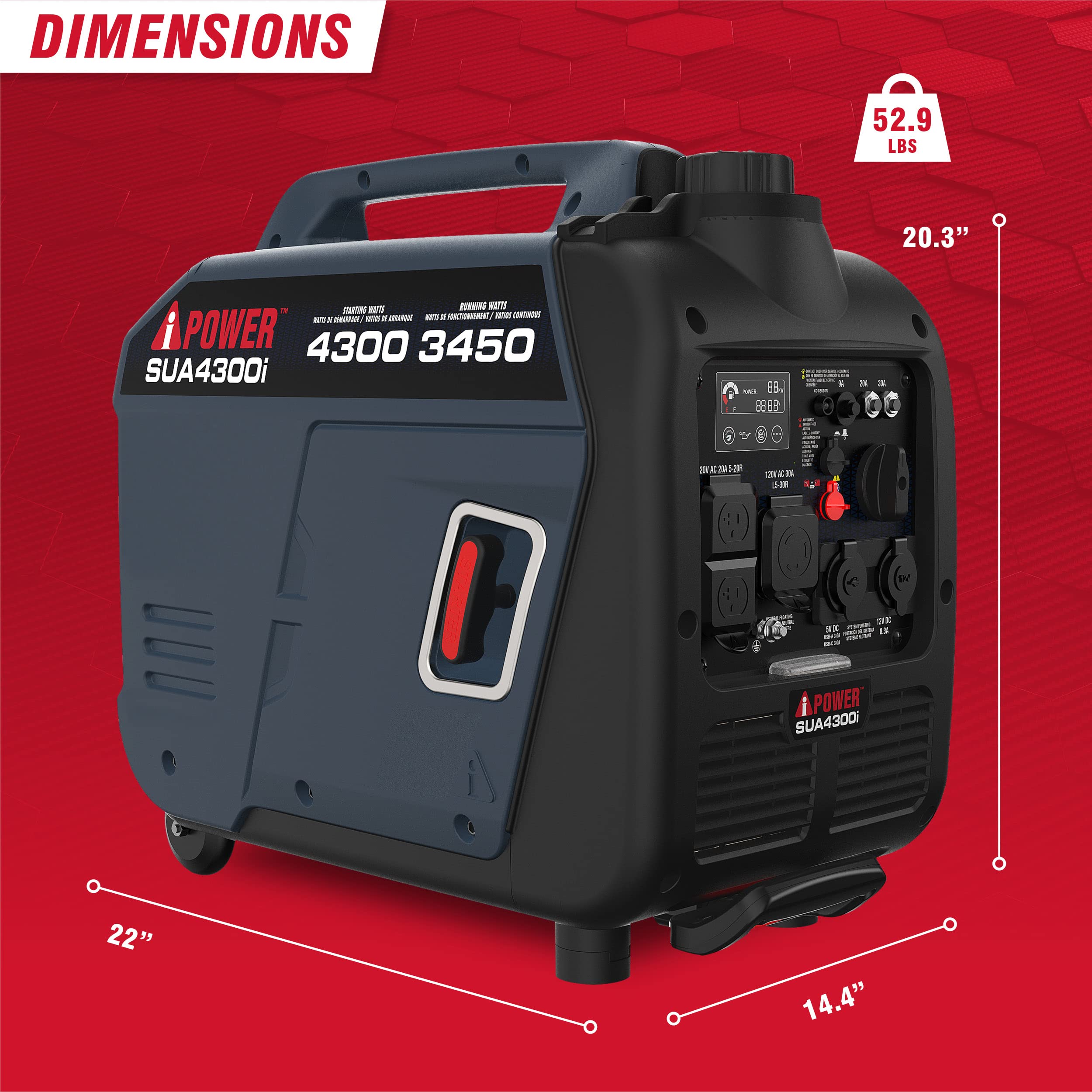 Snapklik.com : A-iPower Portable Inverter Generator Gas, 4300W RV Ready ...