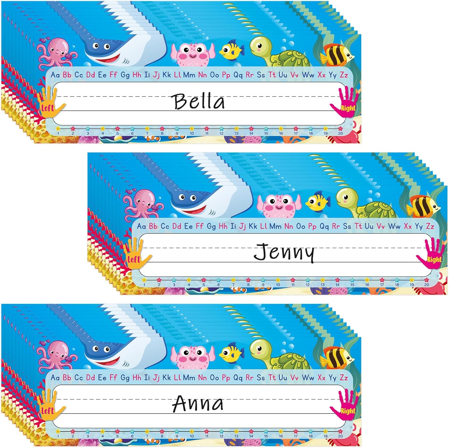 36Pcs Ocean Theme Desk Name Tags for Classroom Sea Animal Student Name ...