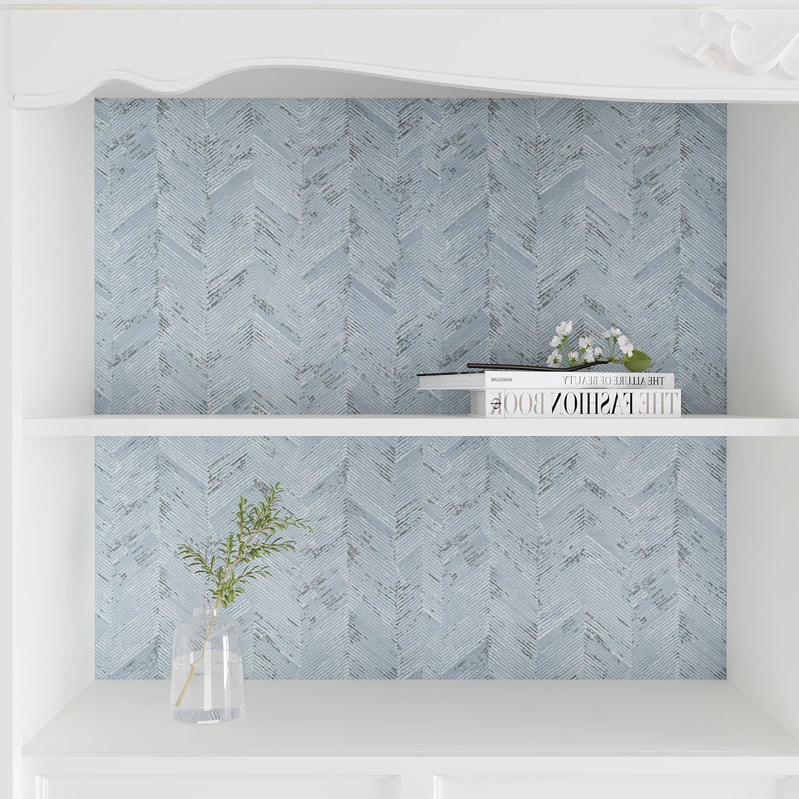 Blue Herringbone Wallpaper