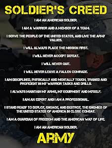 Soldiers Creed Poster Army Poster Military Gifts Army Gifts : Amazon.ca ...