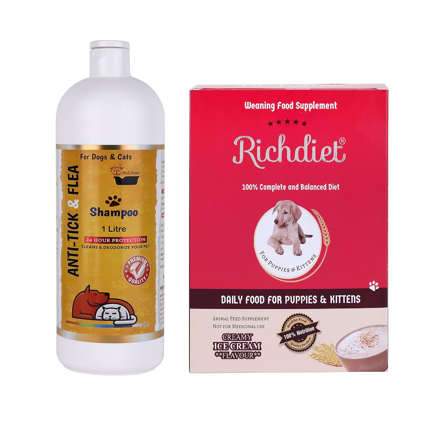 Buy Medilogy Biotech Dog Shampoo (AT1L+RD Food400gm) Online at Low ...