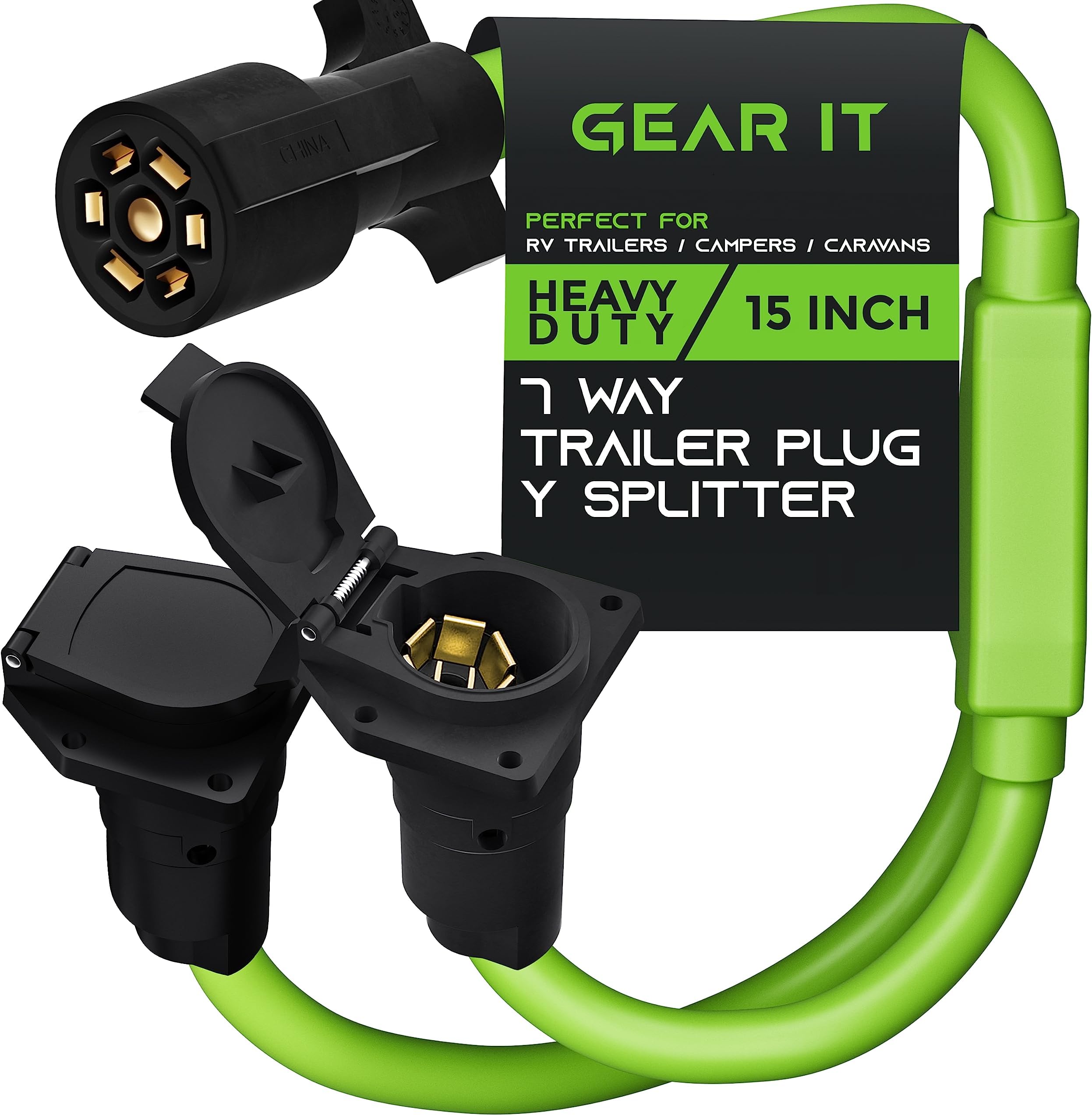 Amazon.com: GearIT 7-Way Trailer Plug Y Splitter Pigtail (15 Inch) 7 ...