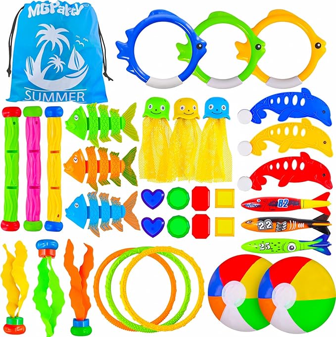 Amazon.com: MGparty 35 Pcs Diving Pool Toys for Kids Summer Water Pool ...