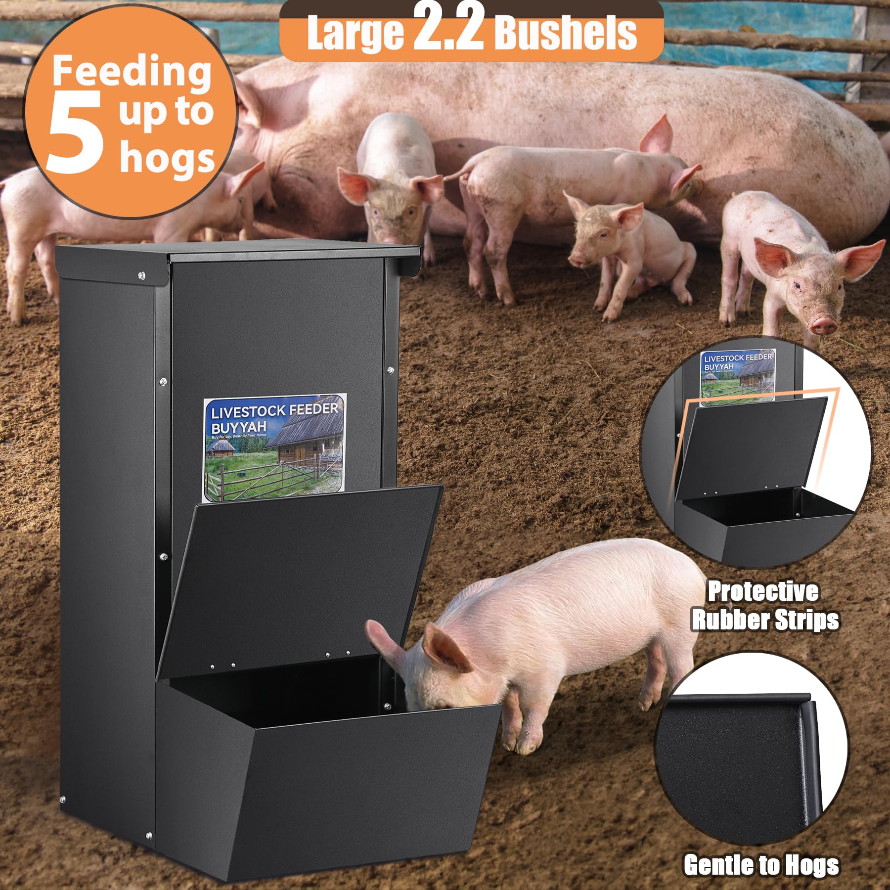 Snapklik.com : BUYYAH Hog Feeder, 2.2 Bushels Capacity, Durable ...