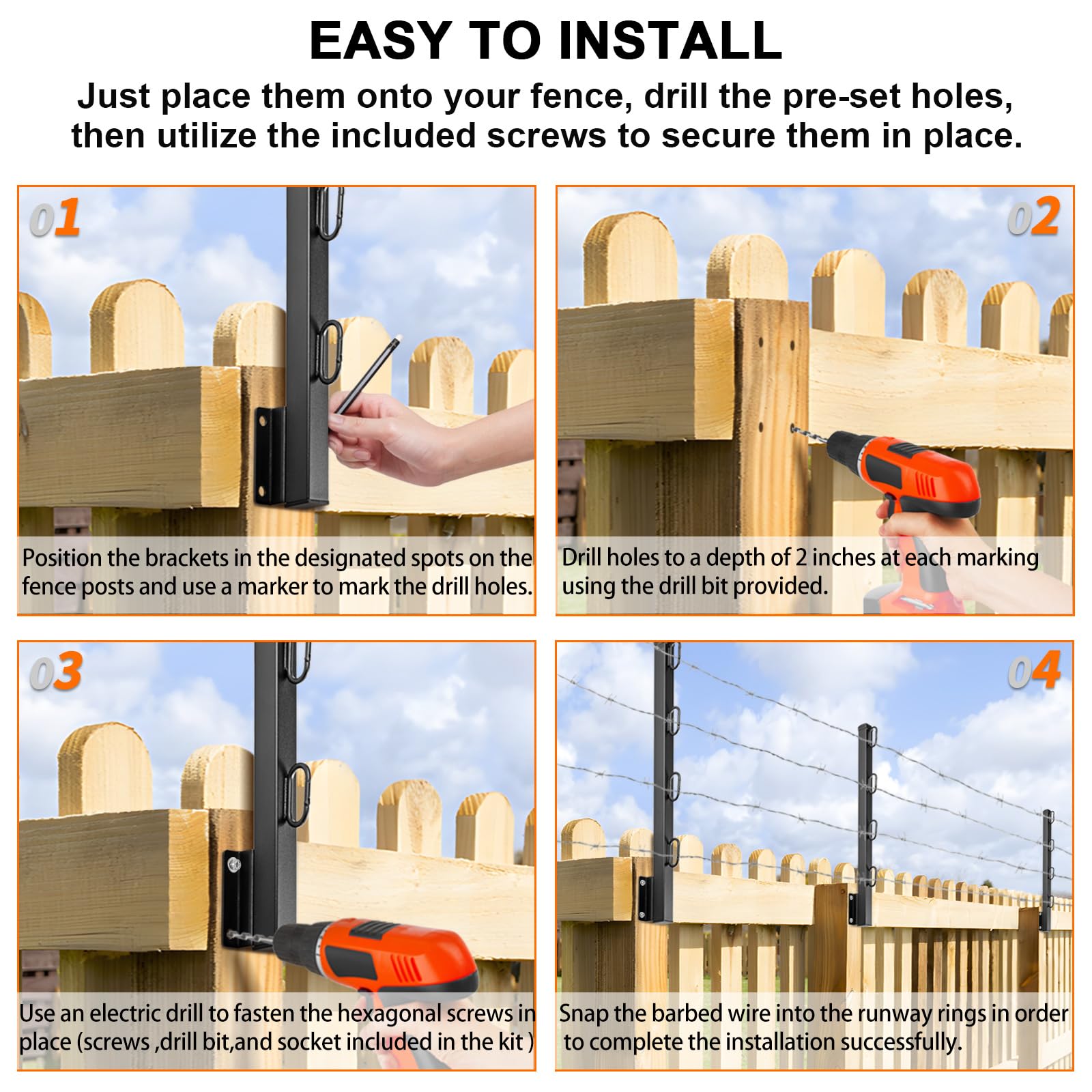 Snapklik.com : TOPTGO 8 Pack Fence Post Extender, 23.5" Barbed Wire ...