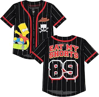 Amazon.com: Boys Bart Simpson Baseball Jersey T-Shirt - Little and Big ...