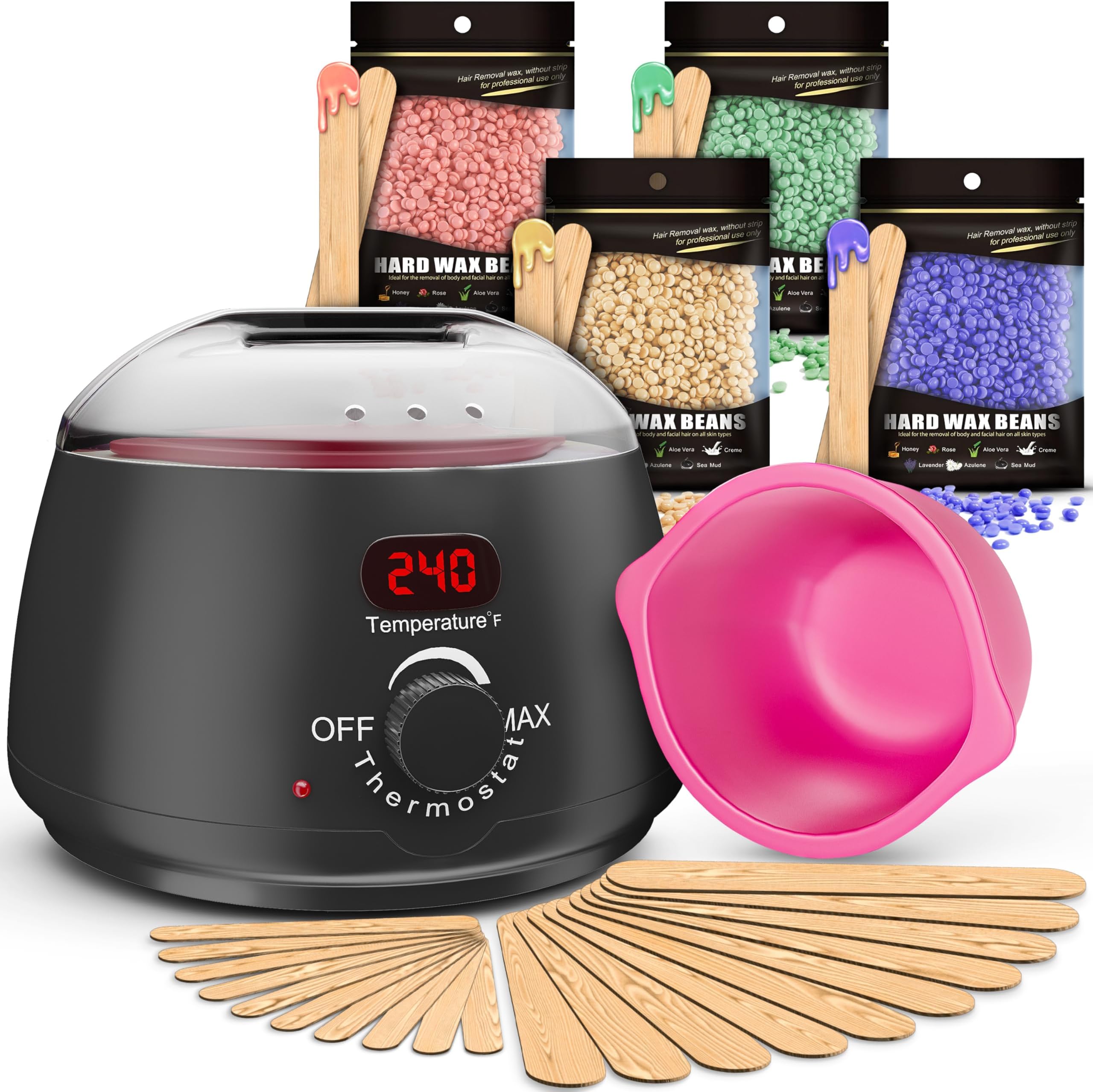 Amazon.com : Premium Pink Waxing Kit for Women & Men, Digital Wax Kit ...