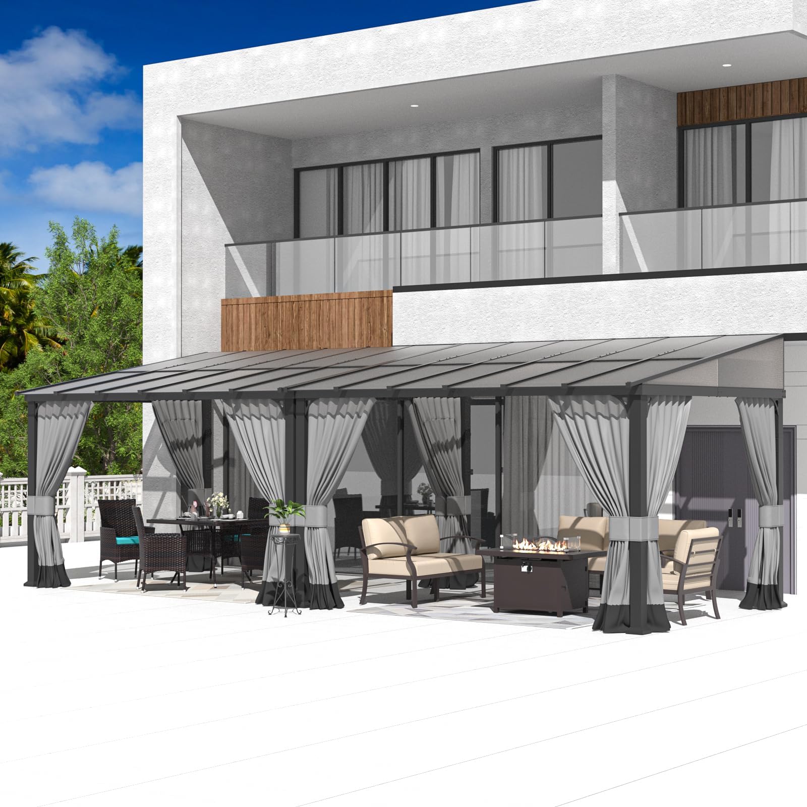 Amazon.com : AECOJOY 20' x 12' Gazebo for Patio, Large Wall-Mounted ...