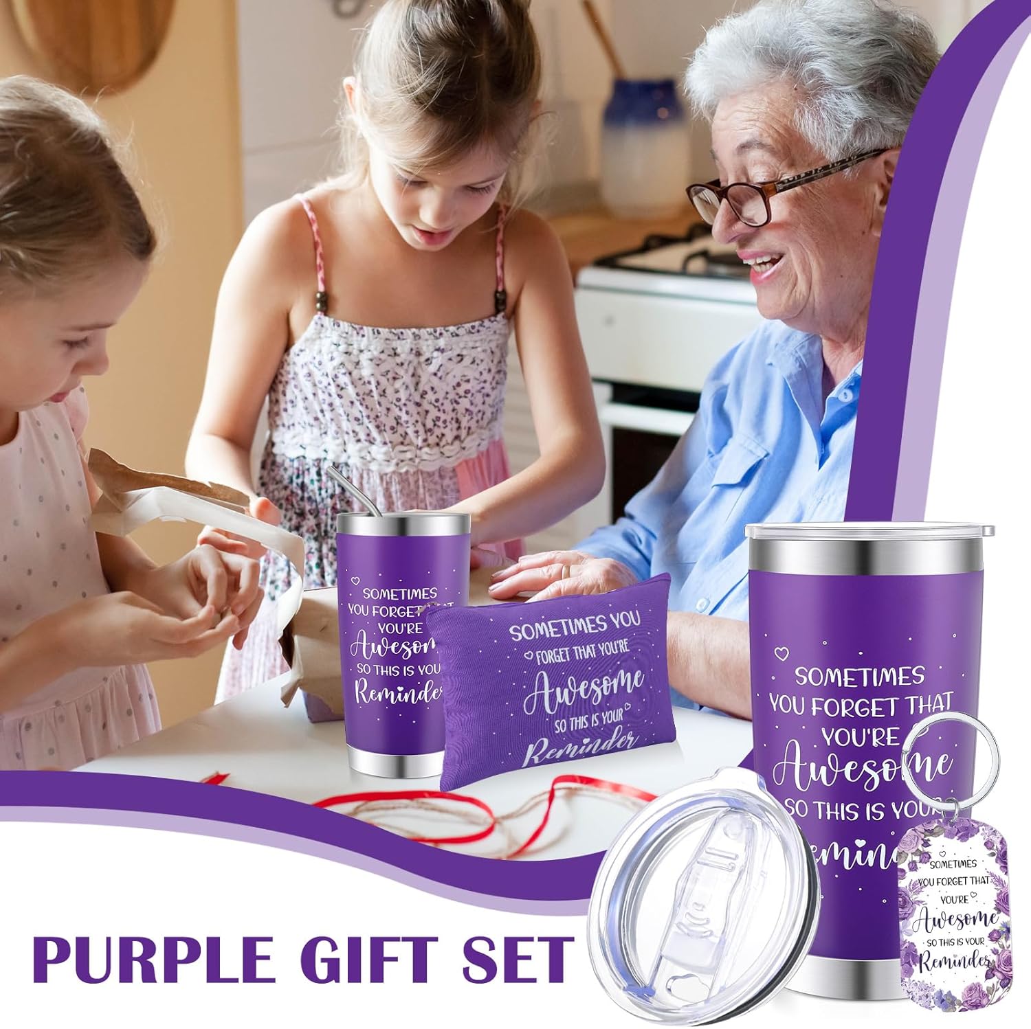 Zhehao 3 piezas de regalos inspiradores morados para mujeres, regalos ...