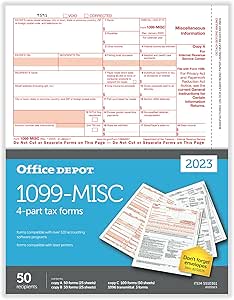 Amazon.com : Office Depot® Brand 1099-MISC Laser Tax Forms, 4-Part, 2-Up, 8-1/2" x 11", Pack Of ...