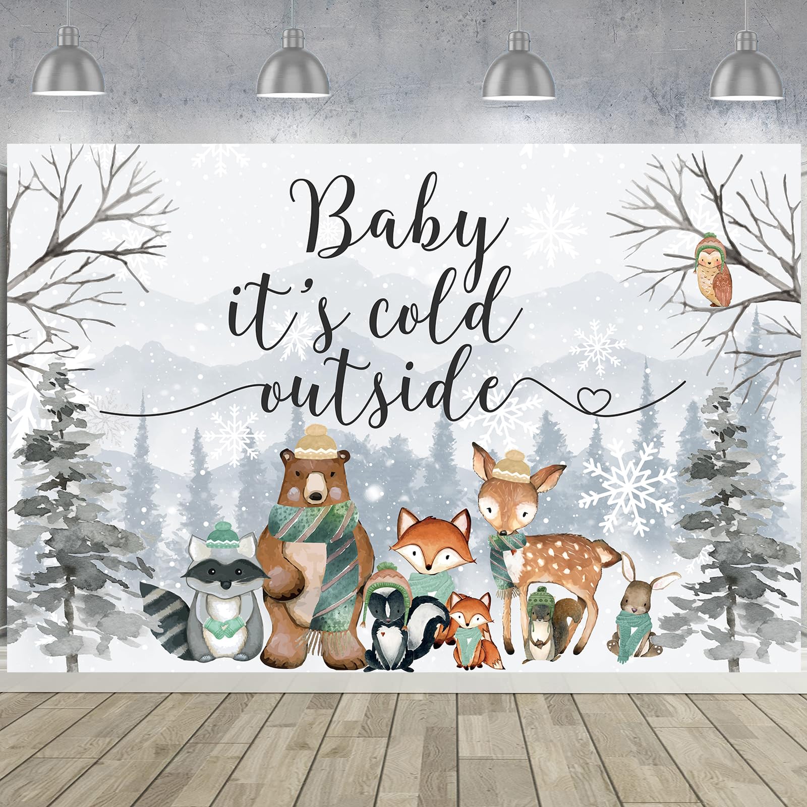 Amazon.com : Wonmelody Winter Baby Shower Backdrop Banner 5 * 3ft Baby ...