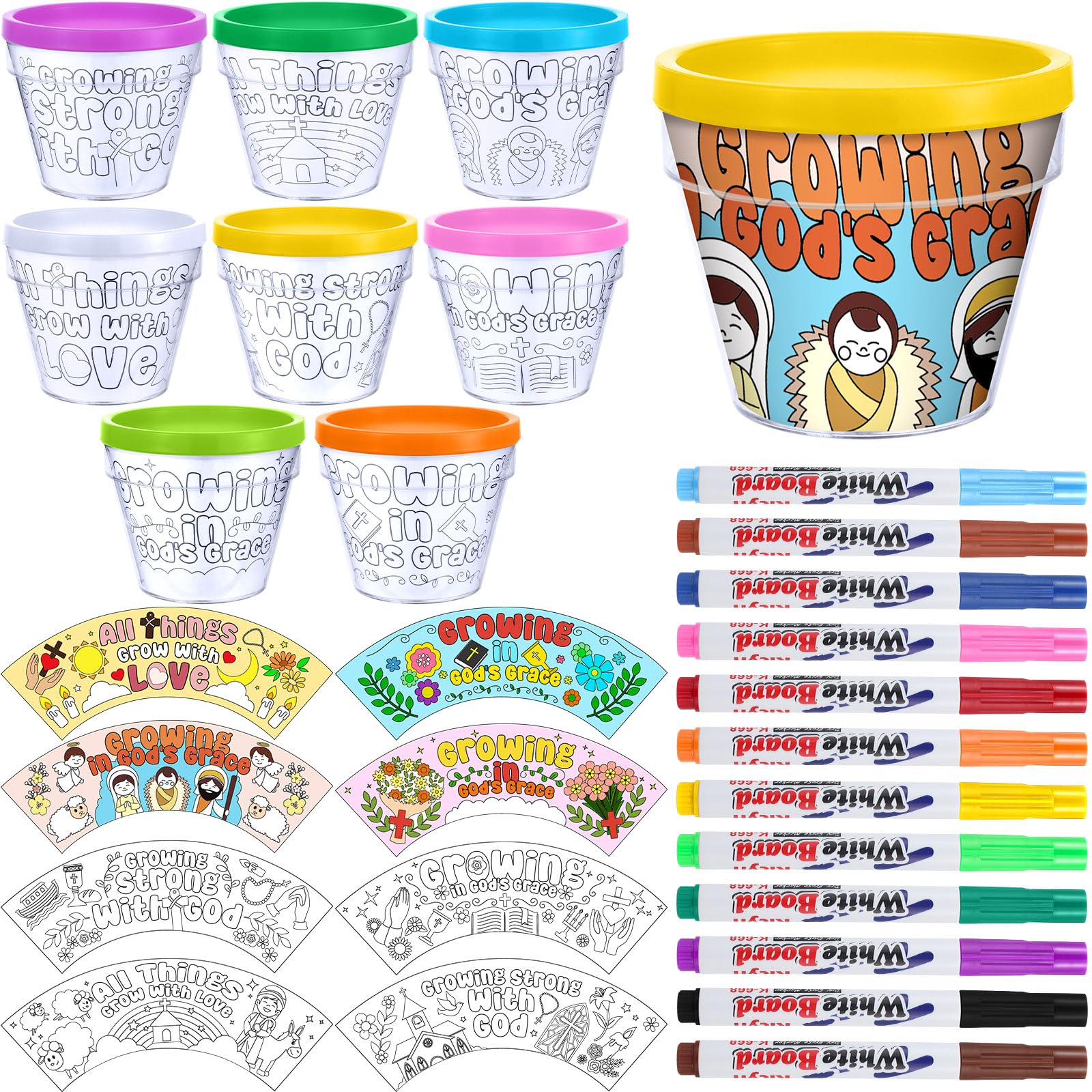 Snapklik.com : 28 Pcs Religious Crafts Flower Pot For Kids, 16 Bible ...