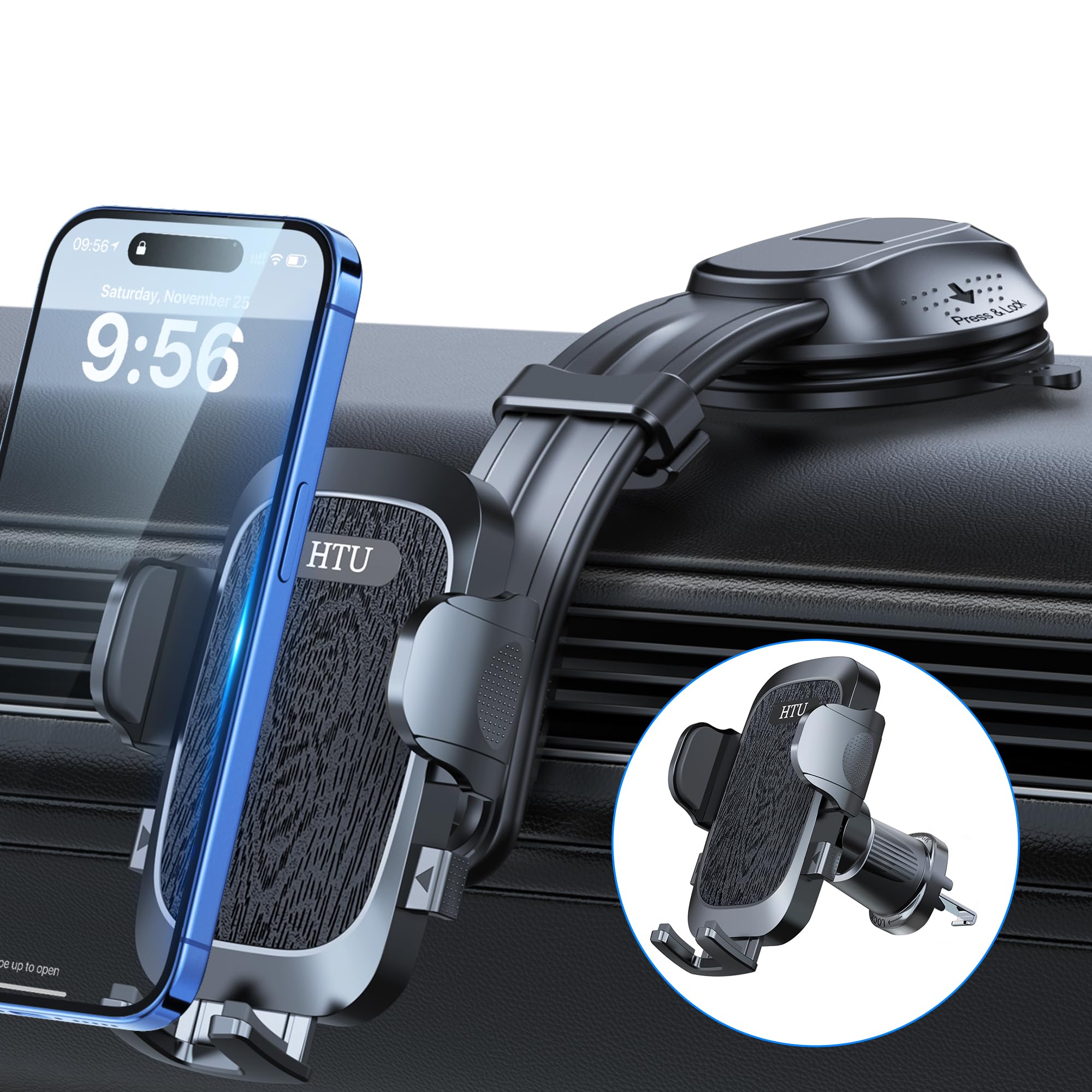 Amazon.com: HTU【Upgraded Strongest Suction Car Phone Holder【Bendable ...