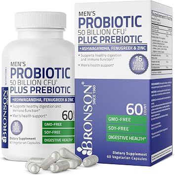 Amazon.com: Bronson Men's Probiotic 50 Billion CFU Plus Prebiotic with ...