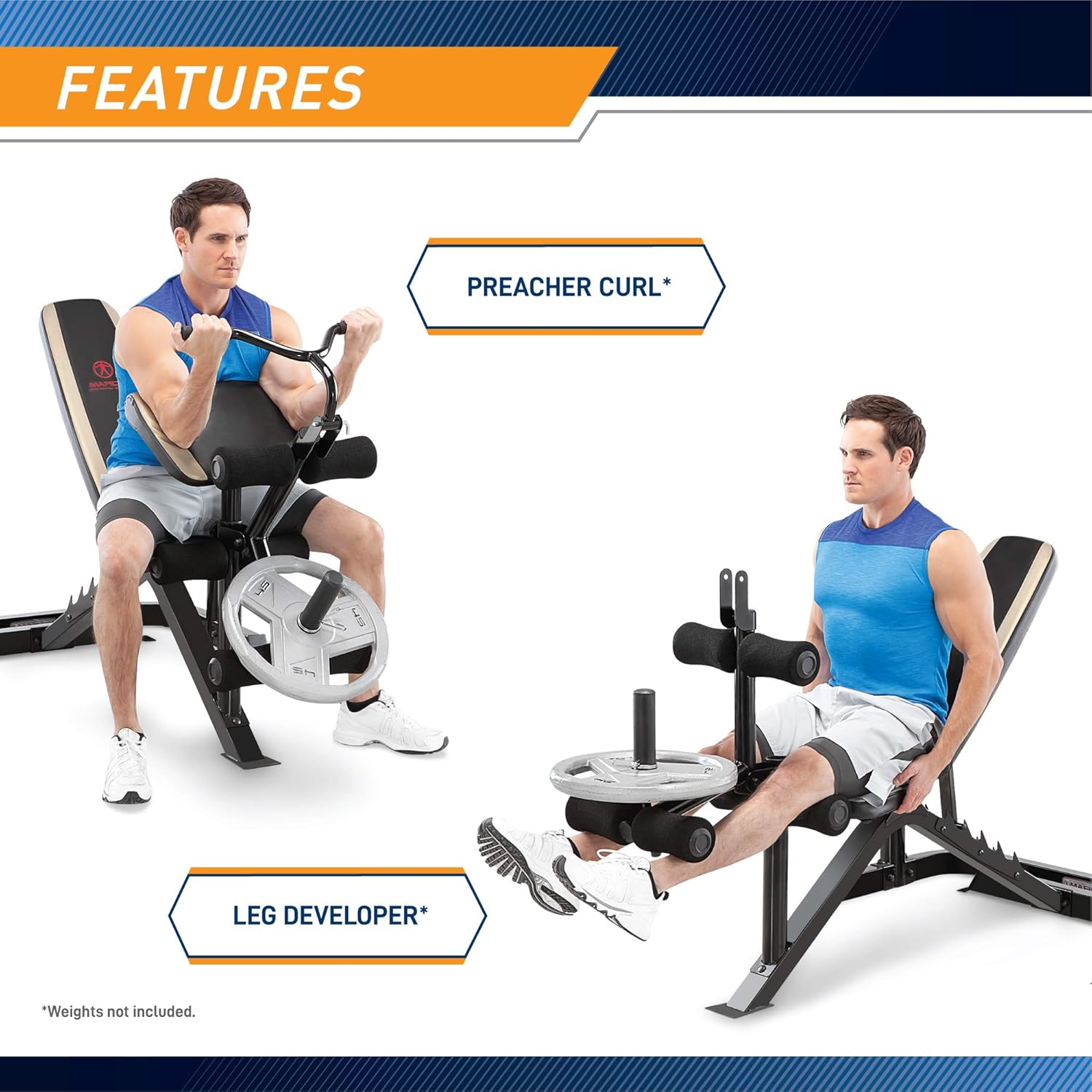 Marcy Olympic Weight Bench with Preacher Curl Pad and Leg Developer for ...