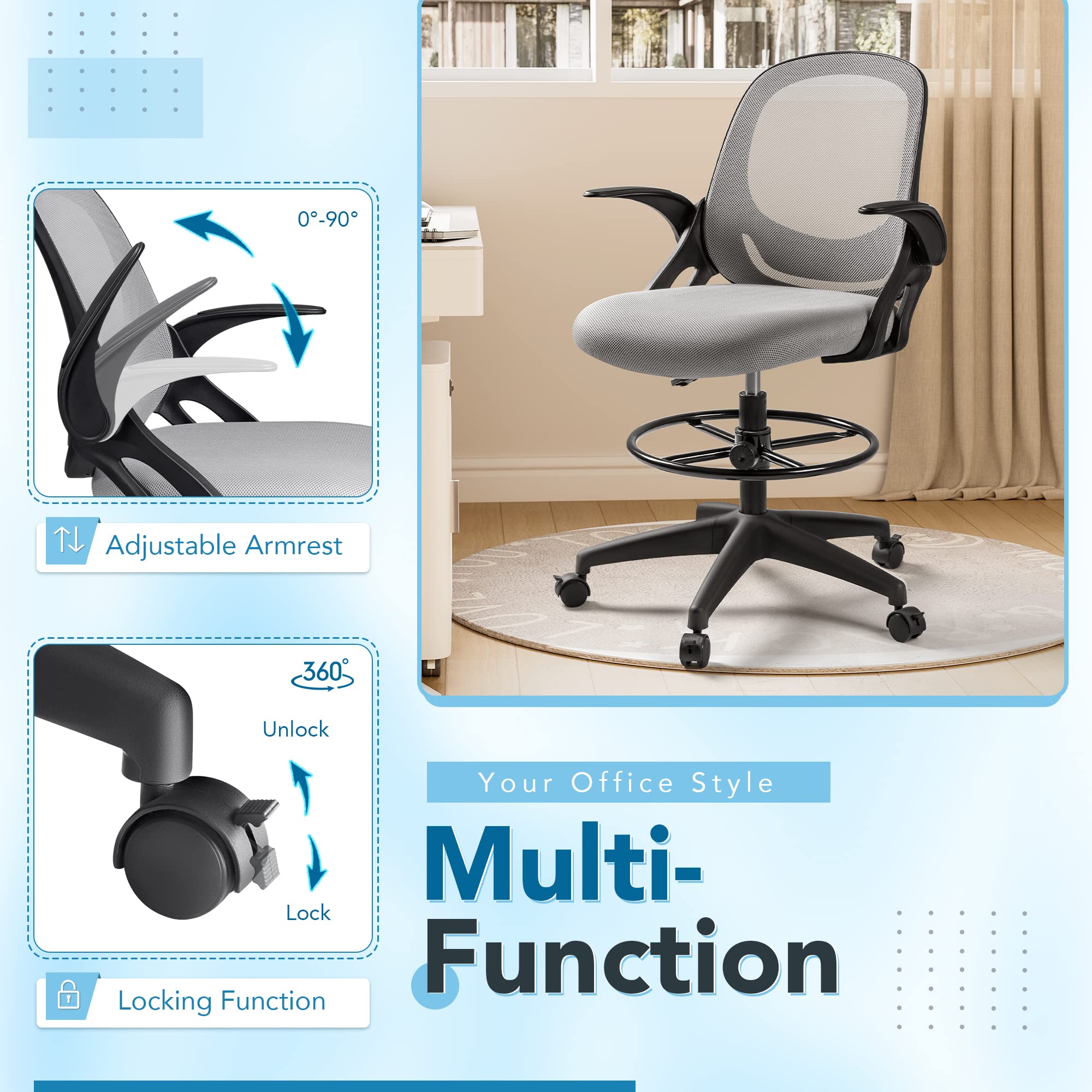 Snapklik.com : Devoko Drafting Chair Tall Office Chair