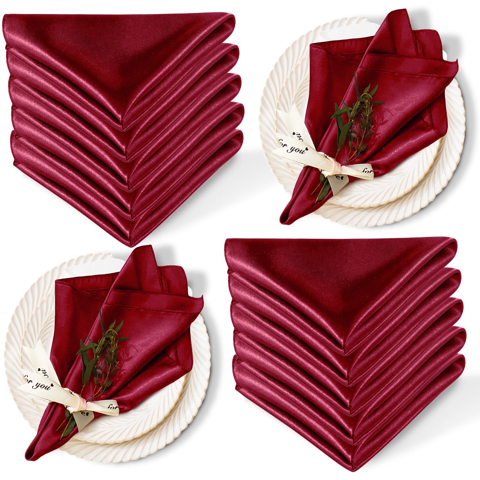Amazon.com: Cobedzy 12 Pack Satin Table Cloth Napkins, 17x17 Inch ...