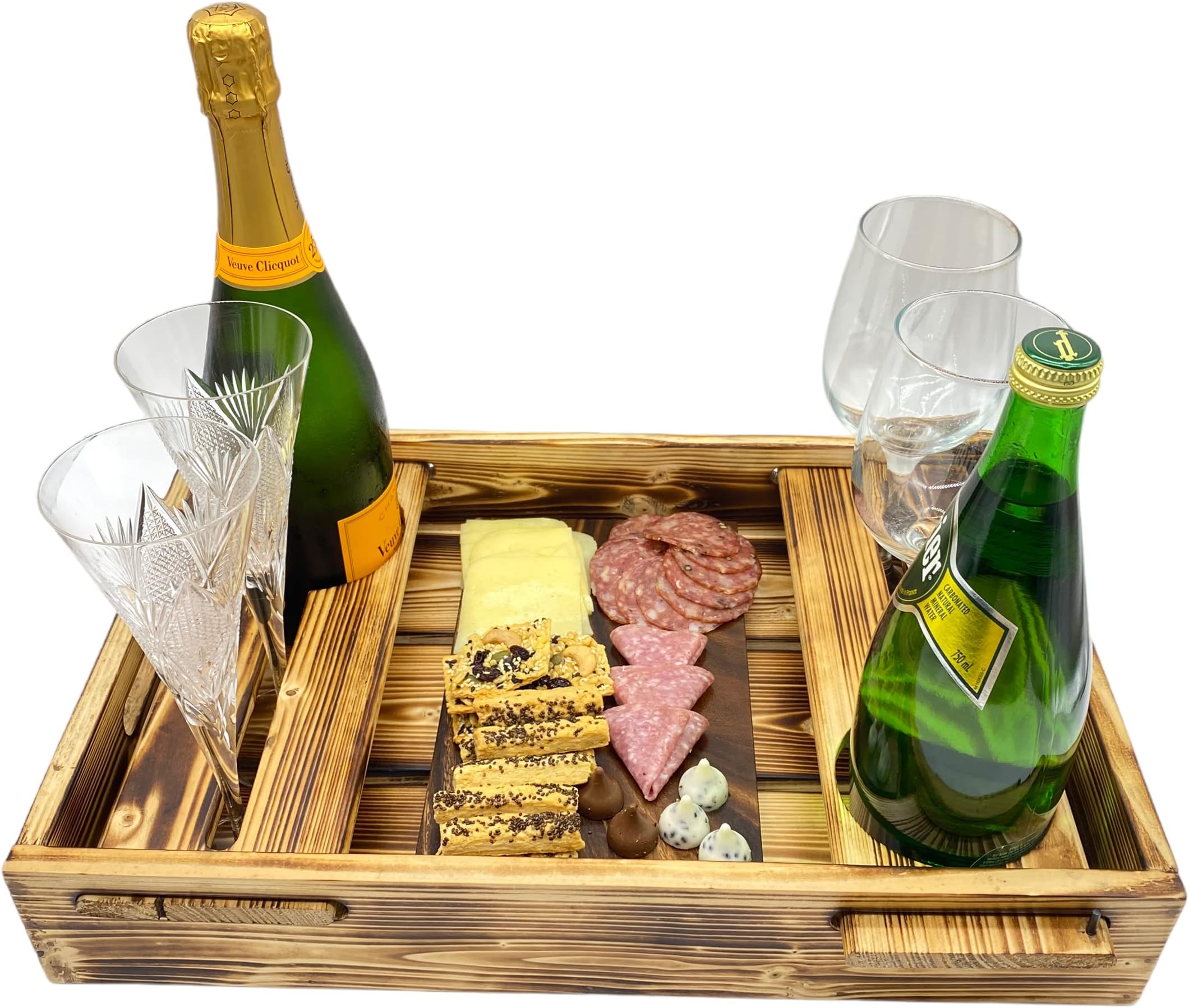 Amazon.com | Primeware Wine Appetizer Plate Set - Mahogany Wood Wine ...