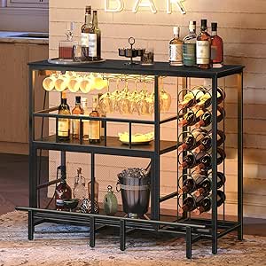 Amazon.com: MAHANCRIS Home Bar Unit, 44.9" L Bar Table with Power ...