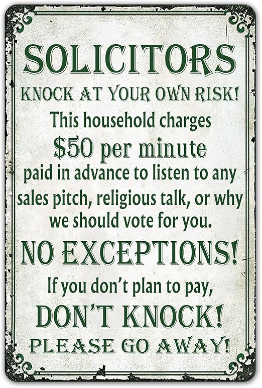 Amazon.com: SmartCows Funny No Soliciting Sign for House, Door Yard ...