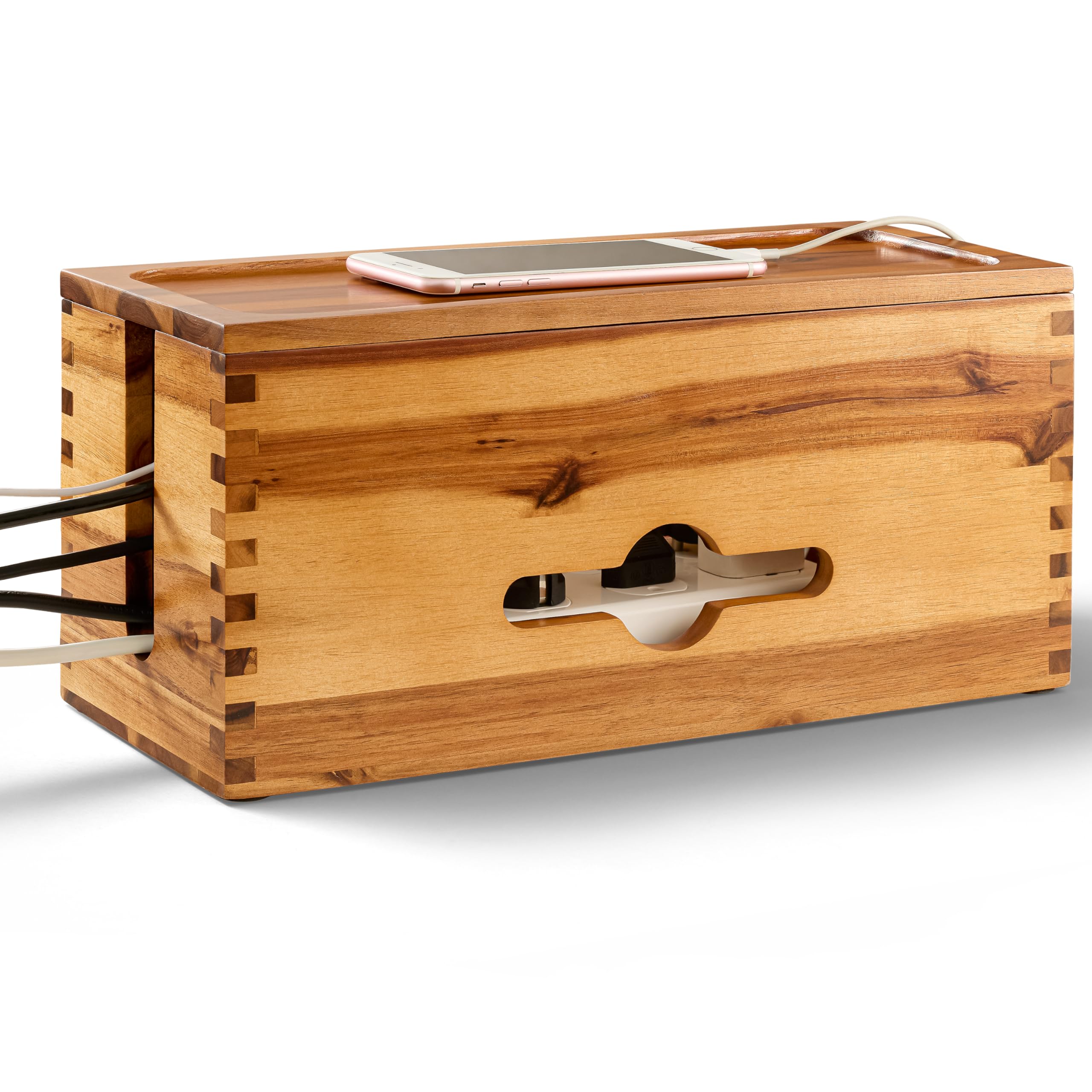 Snapklik.com : Tidita Acacia Large Cable Management Box - 15" L Cord ...