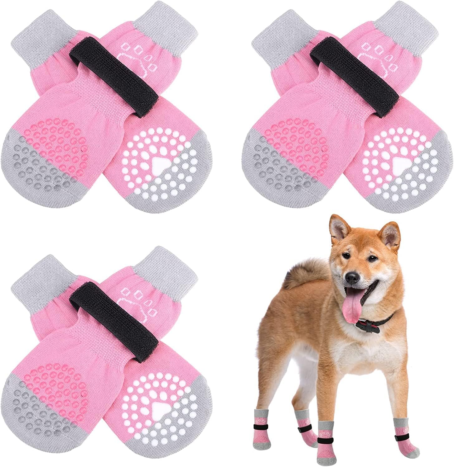 Amazon.com : SCENEREAL Double Side Anti-Slip Dog Socks, Dogs Shoes for ...