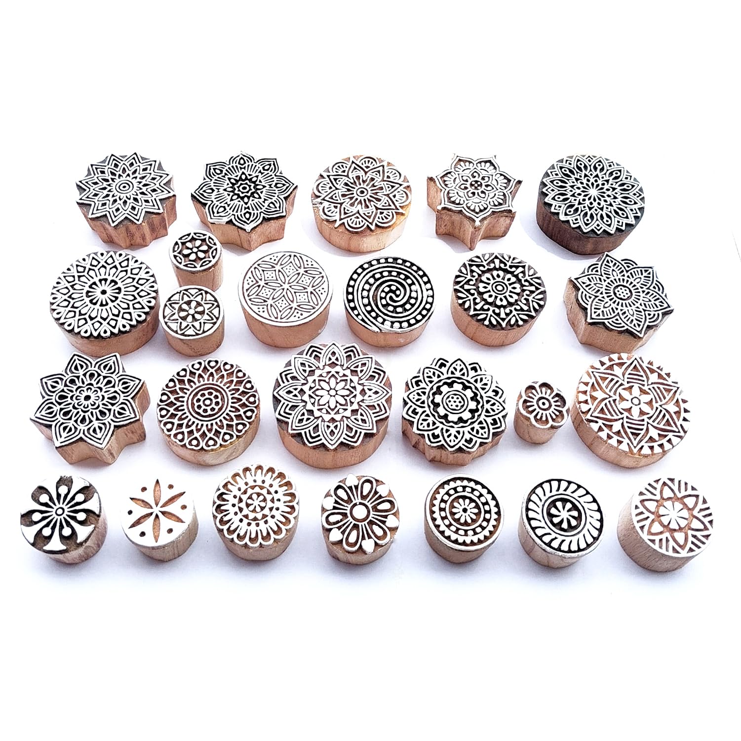 Amazon.com: Royal Kraft Round Mandala Wooden Block Printing Stamps (Set ...