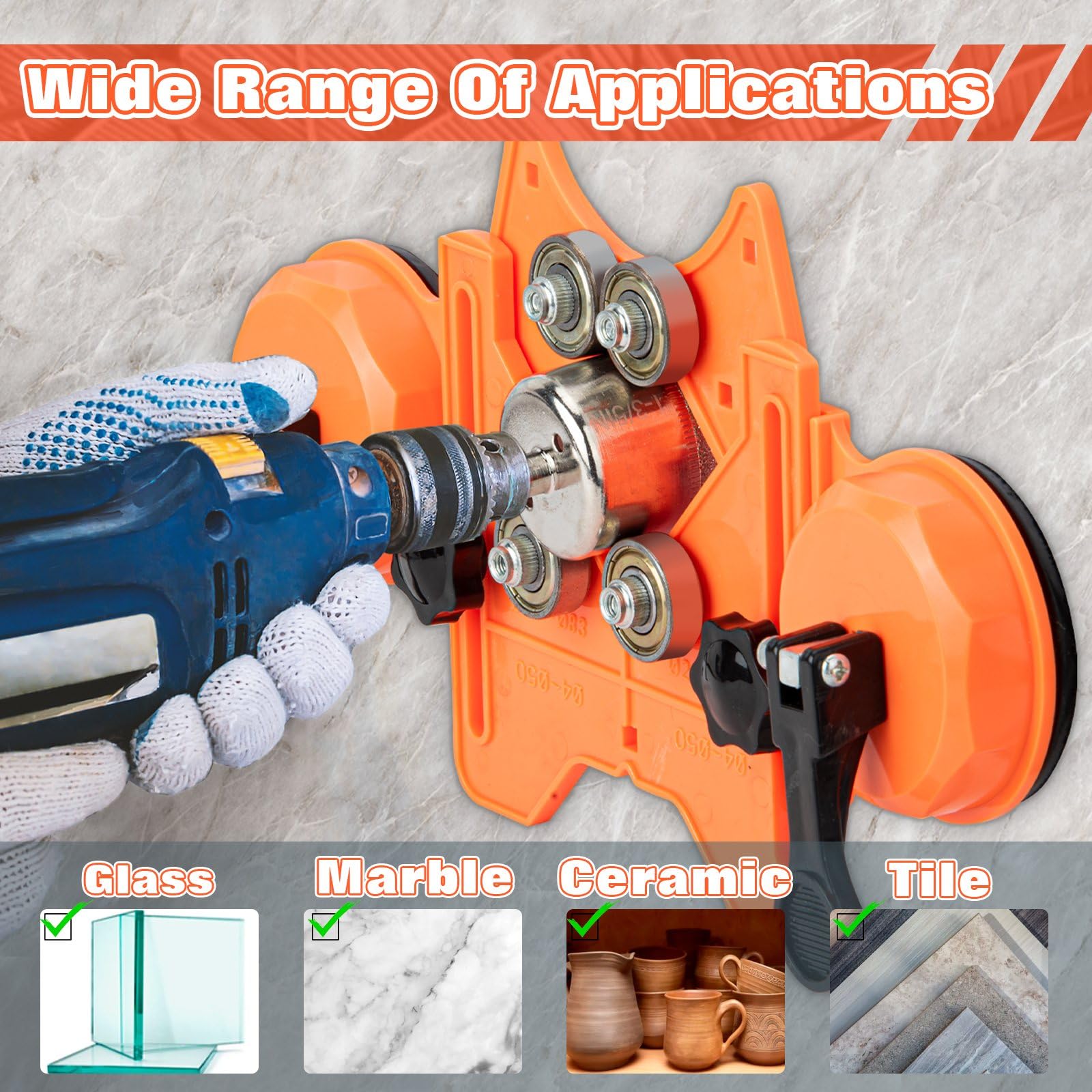 Diamond Hole Saw Kit, Tile Hole Saw with Double Suction Cups Hole Saw ...
