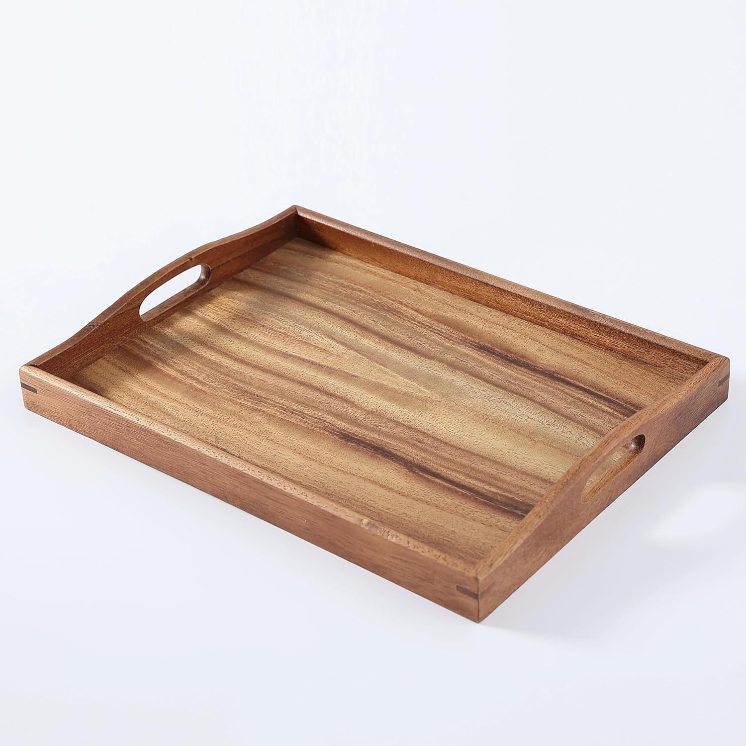 MOOKOMI Walnut Wood Serving Tray with Handles - Stylish Coffee and Food ...