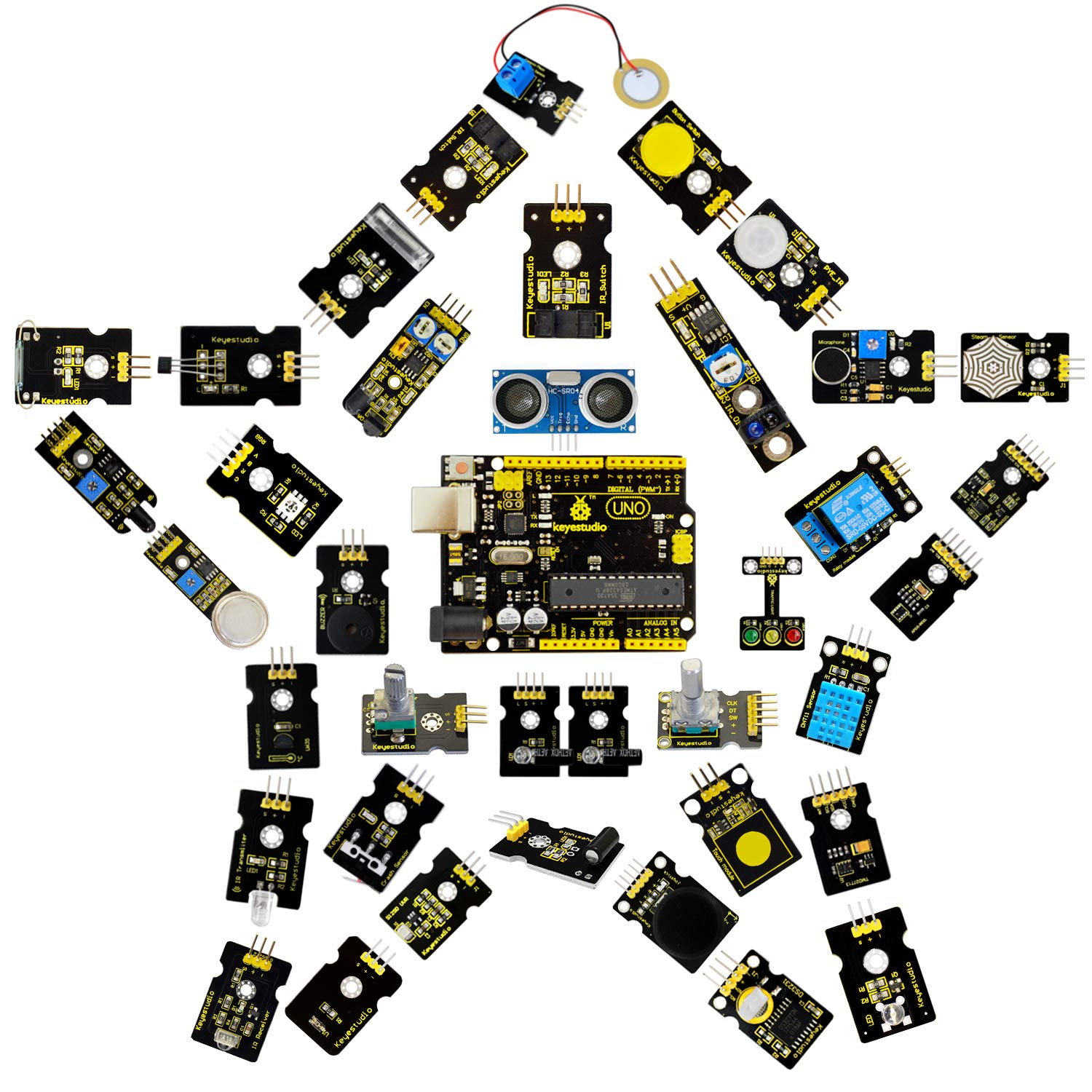 Buy KEYESTUDIO 37 in 1 Sensor V2.0 Kit for Arduino+R3 Controller+Tutorial, Upgraded Sensor kit ...