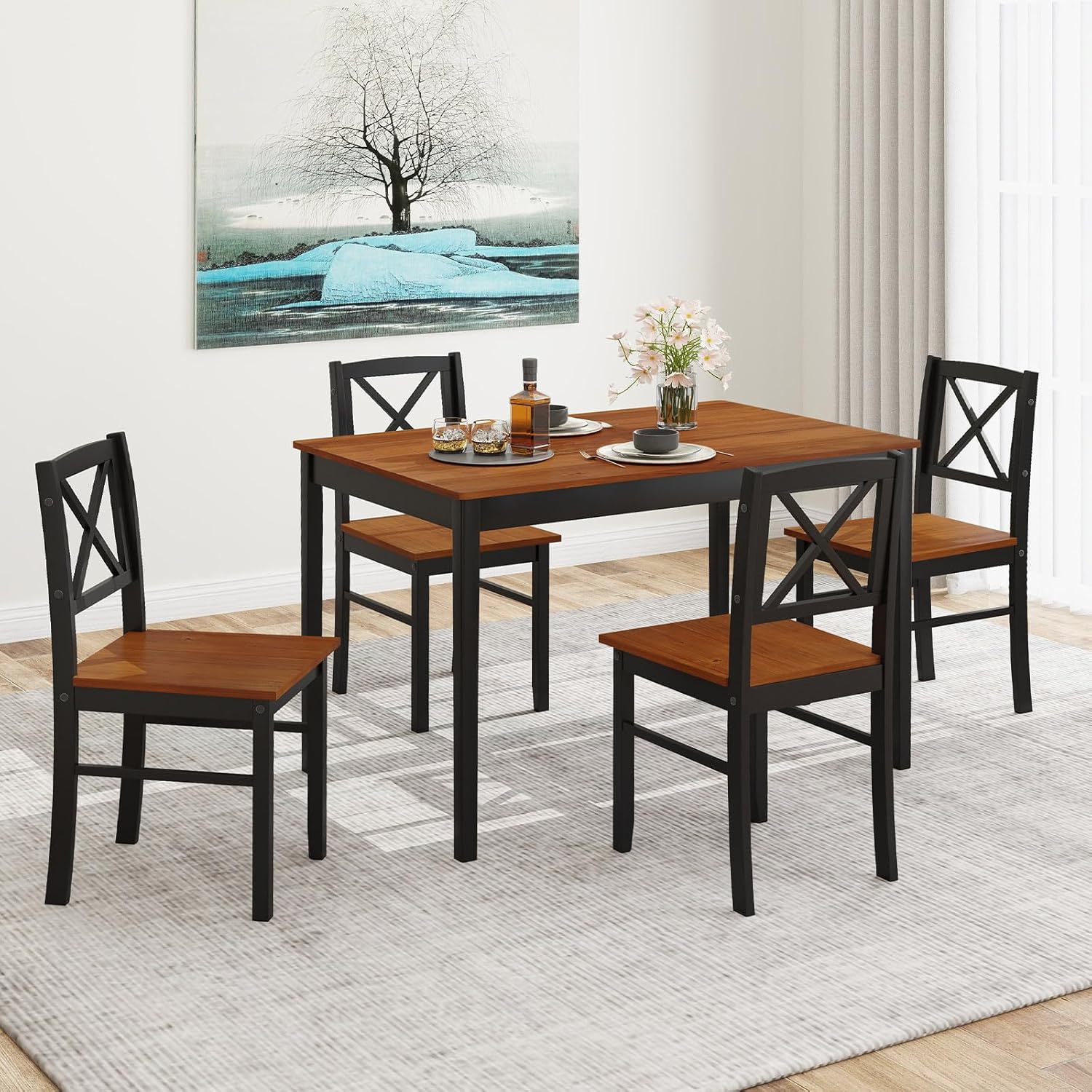 Amazon.com - GOFLAME 5-Piece Dining Table Set for 4, Rectangular ...
