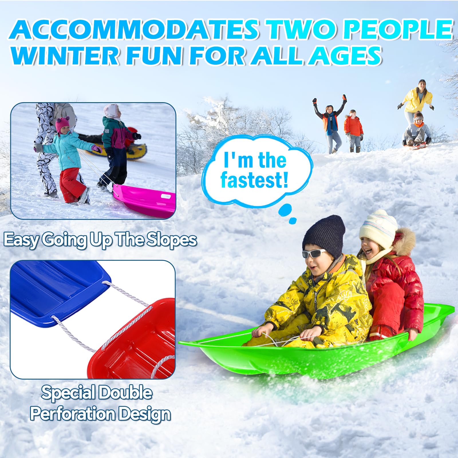 Snapklik.com : Snow Sleds For Kids And Adults, 35 Inch Downhill ...