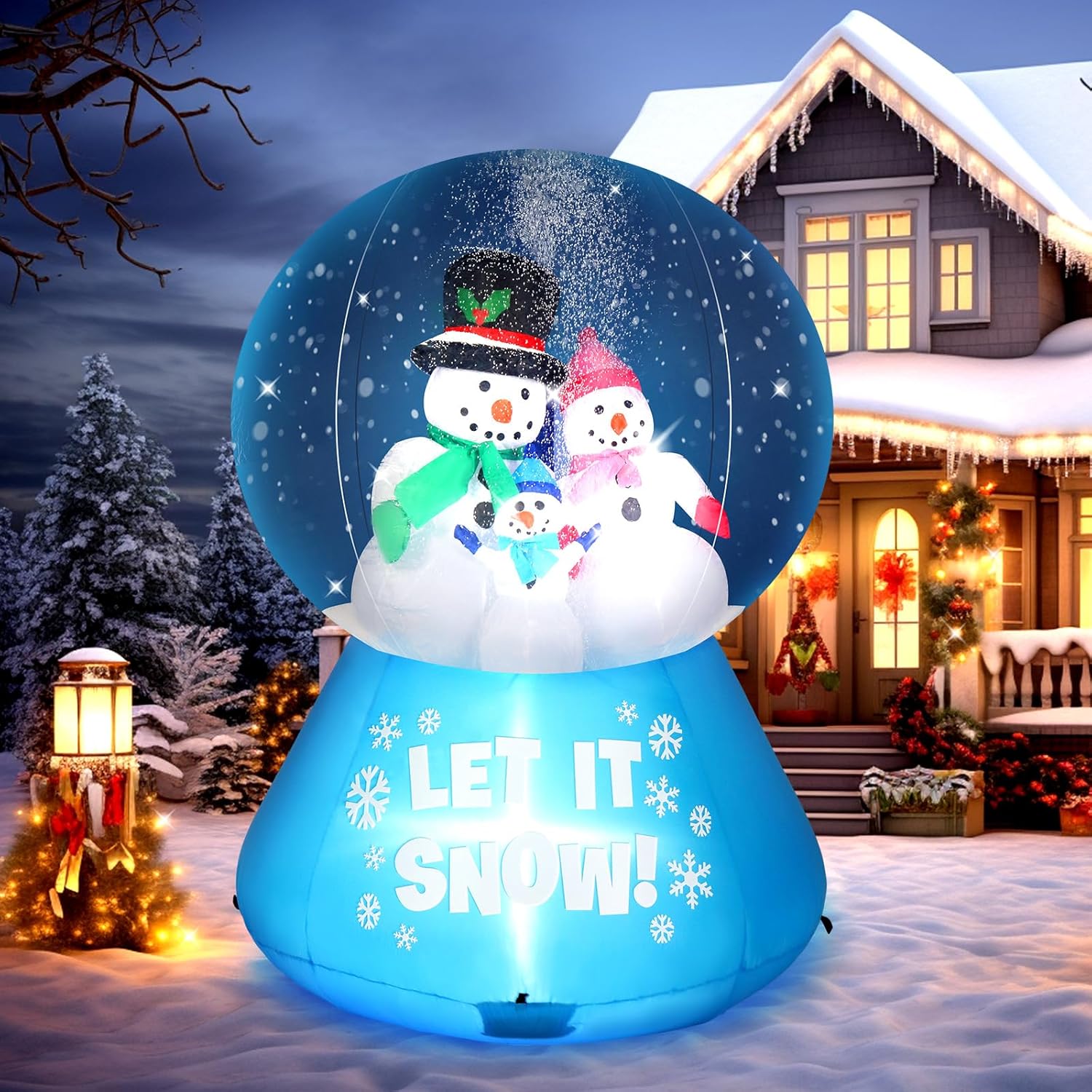 Amazon.com: 5.9 Ft Christmas Inflatables Snow Globe with Snowman Family ...