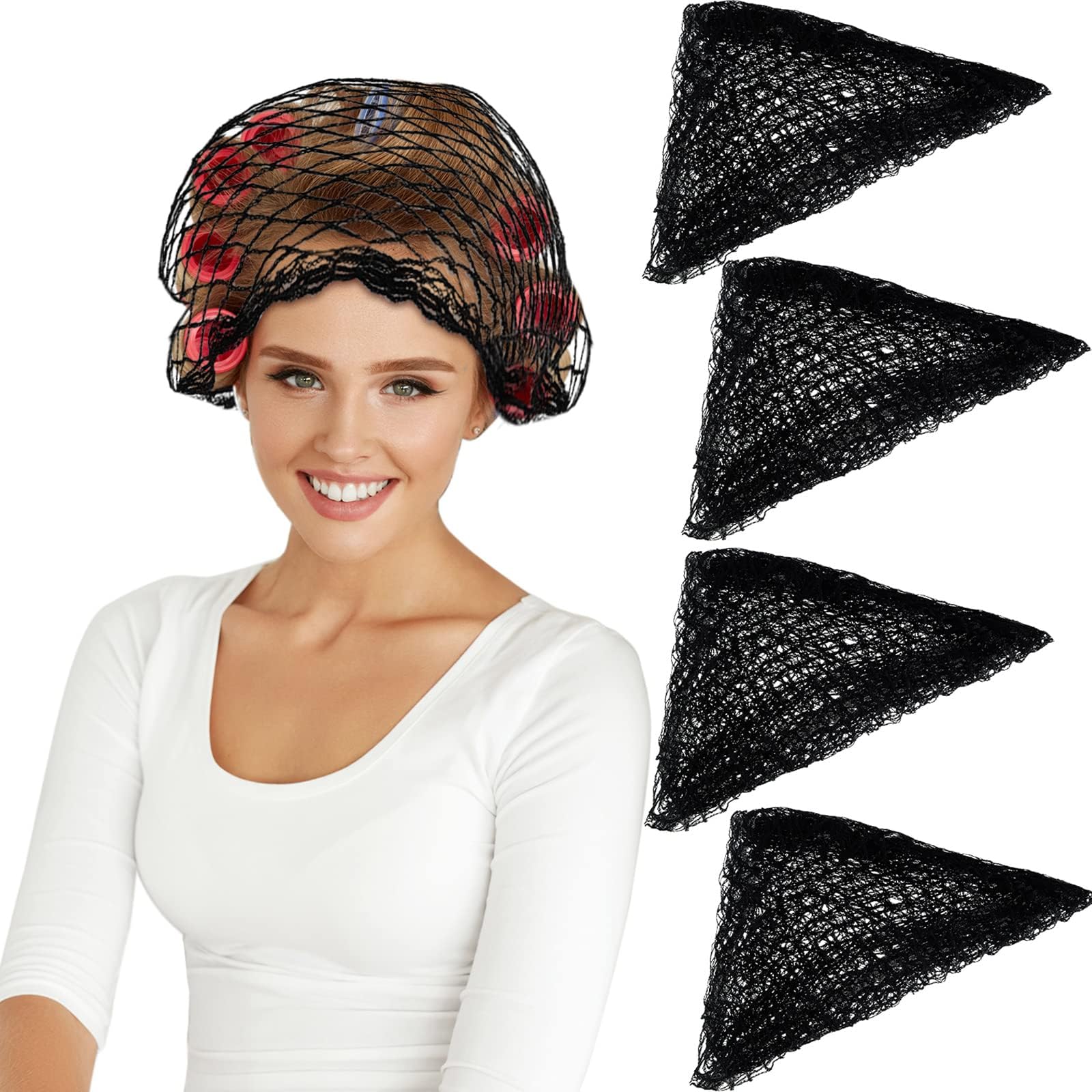 Amazon.com : 9 Pieces Mesh Crochet Hair Net Rayon Knit Snood Hat Thick ...