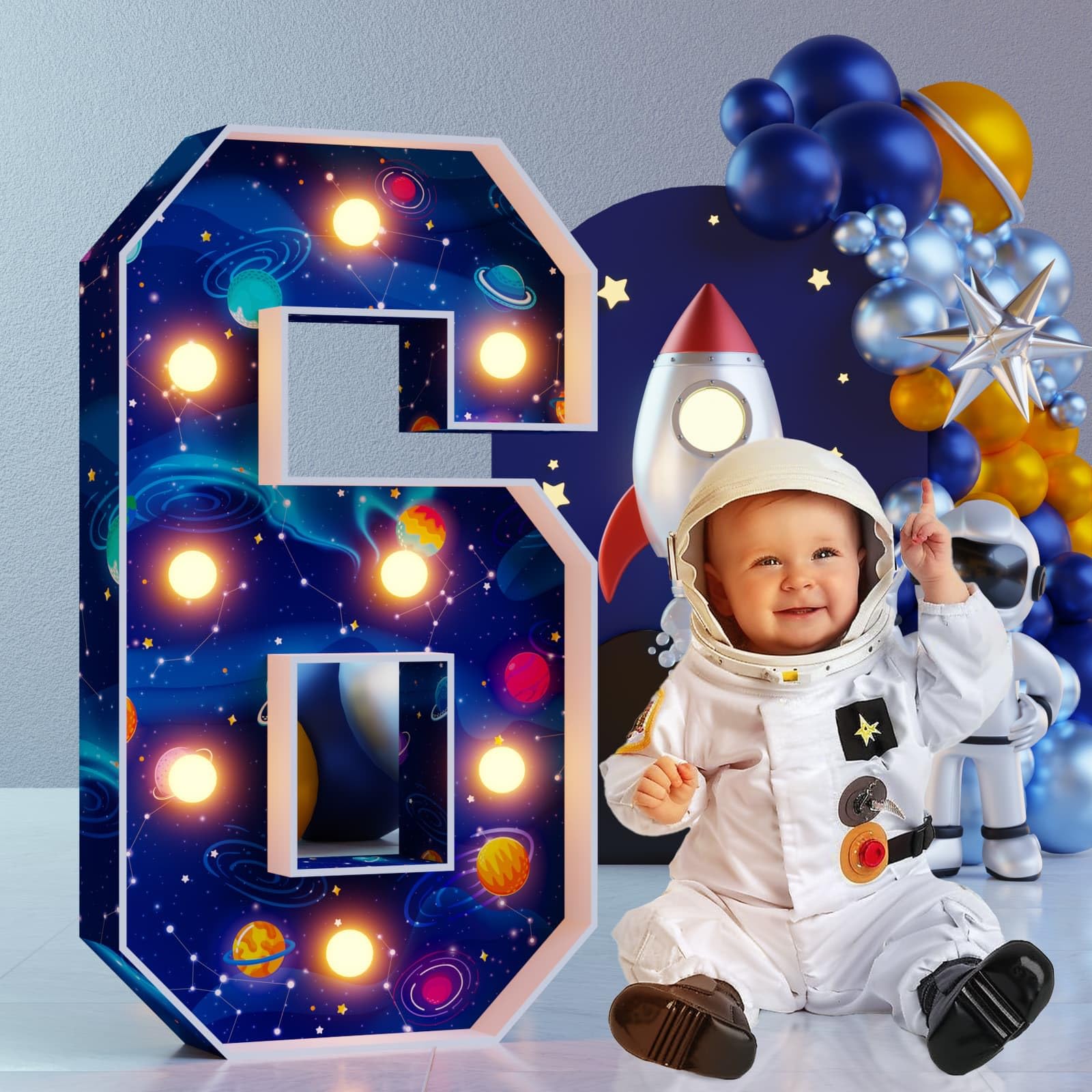 Snapklik.com : Marquee Numbers Space Birthday Decorations: 3ft Large ...
