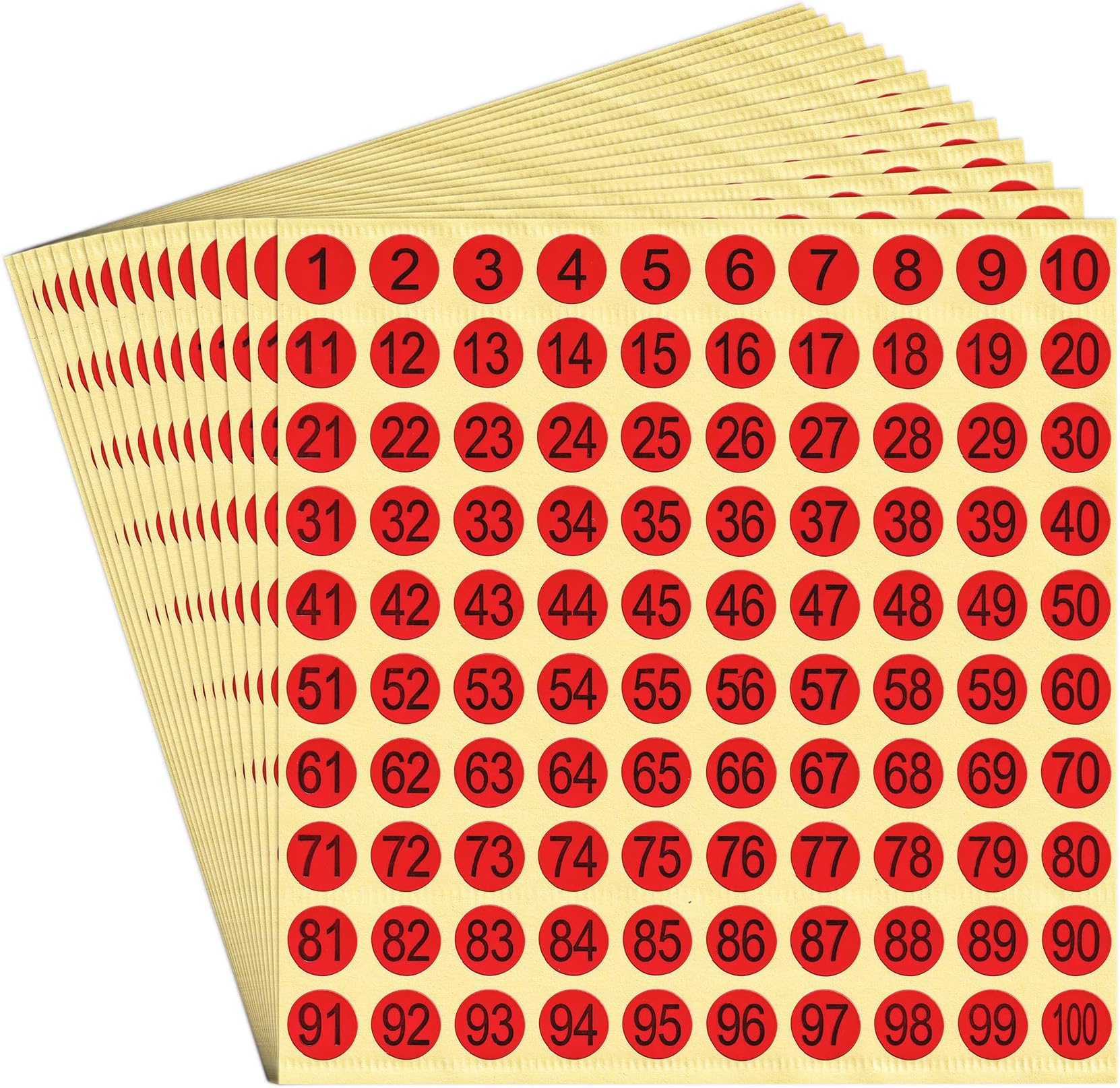 Amazon.com : 25 Sheets 1 to 100 Vinyl Consecutive Number Stickers 0.4 ...