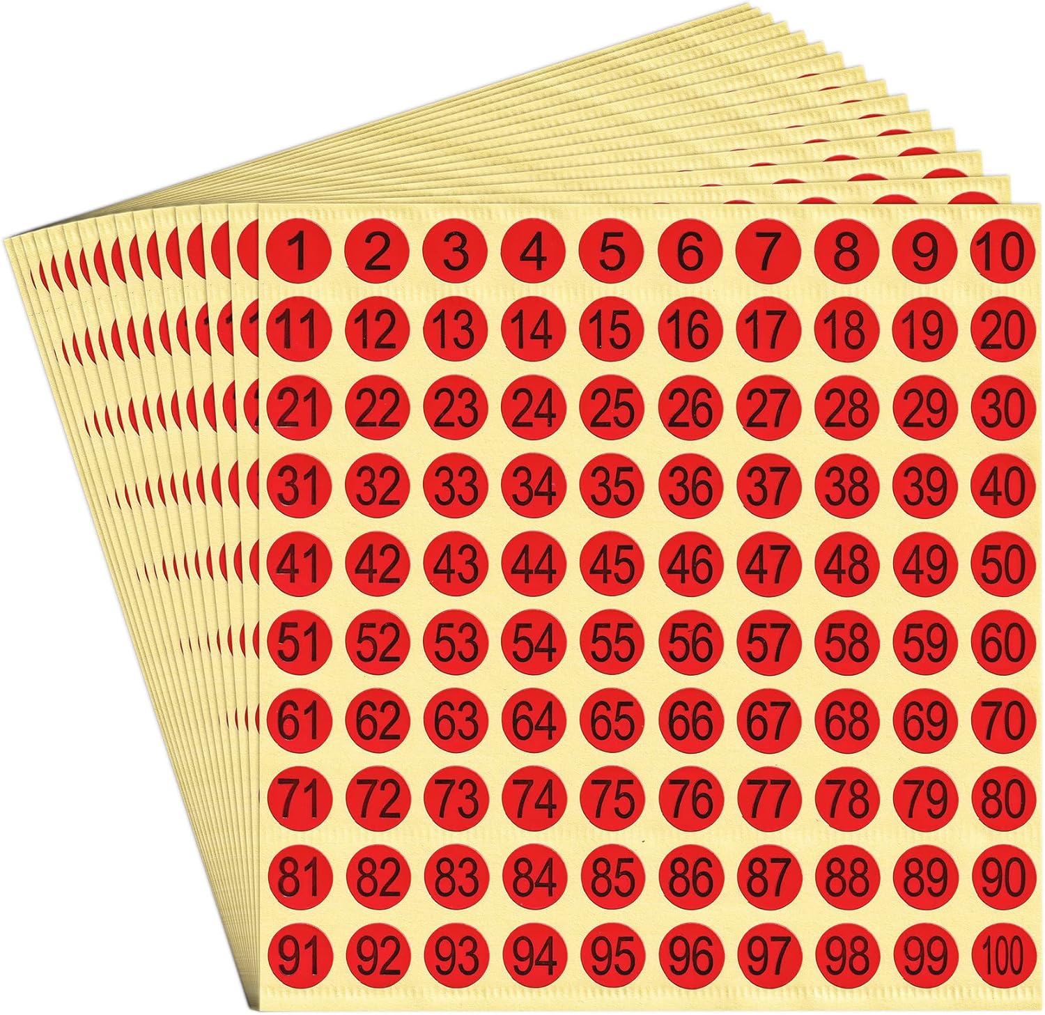 Amazon.com : dealzEpic - Black Numbers on Red Stickers - 1 to 100 Round ...