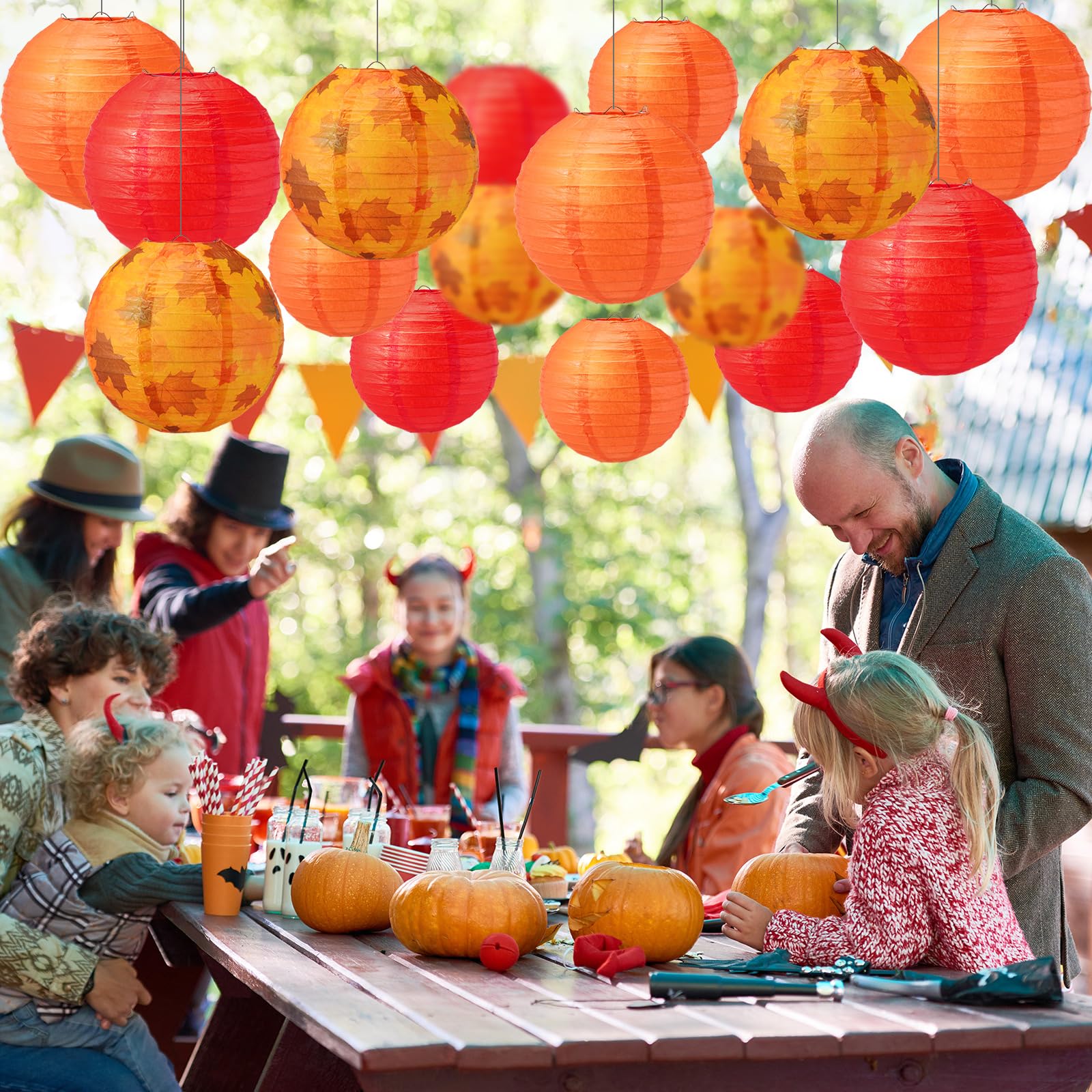 Autumn Decorations With Paper Lanterns