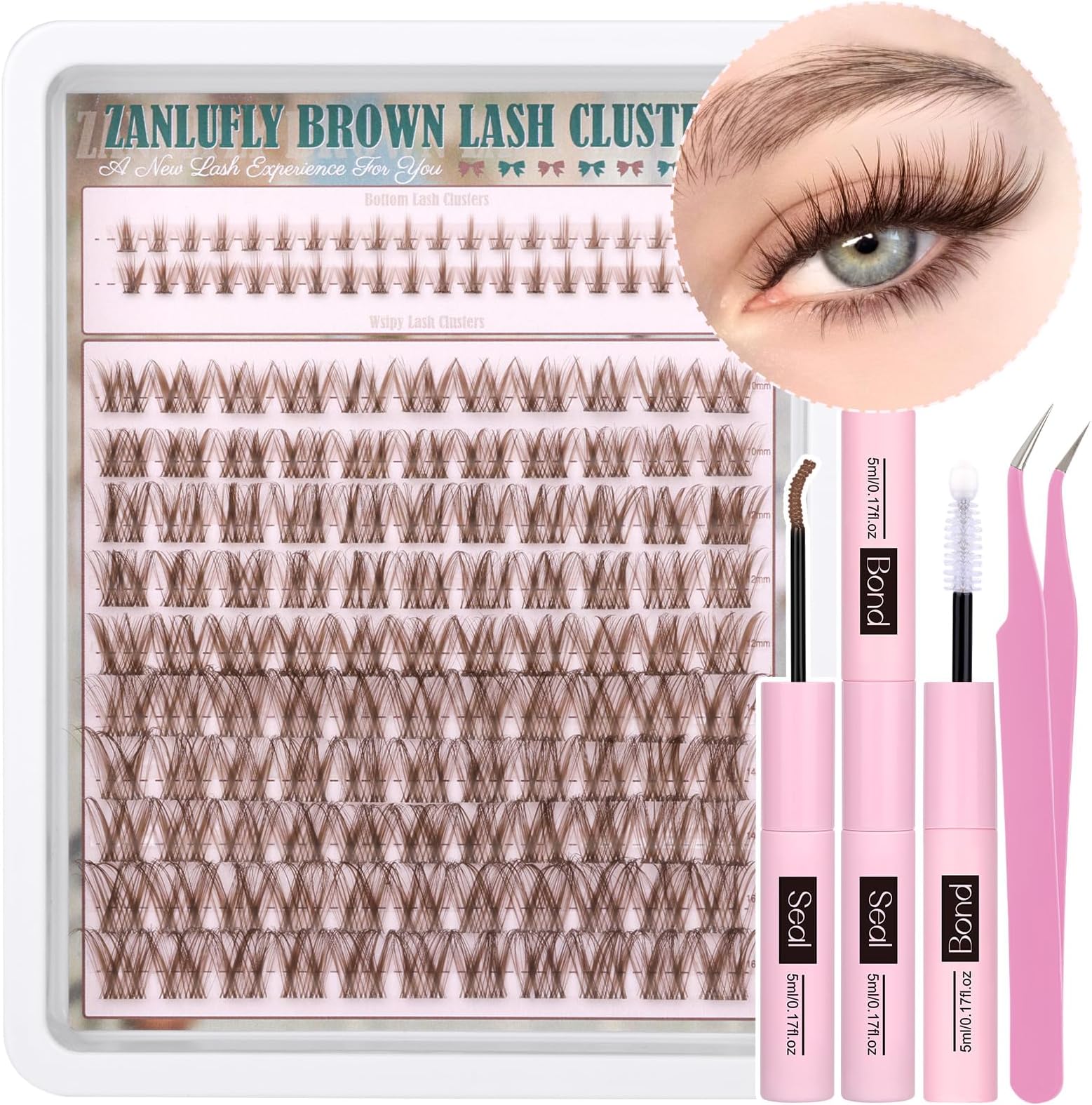 Amazon.com: Brown Lash CLusters Kit with Bottom Lash Clusters Wispy ...