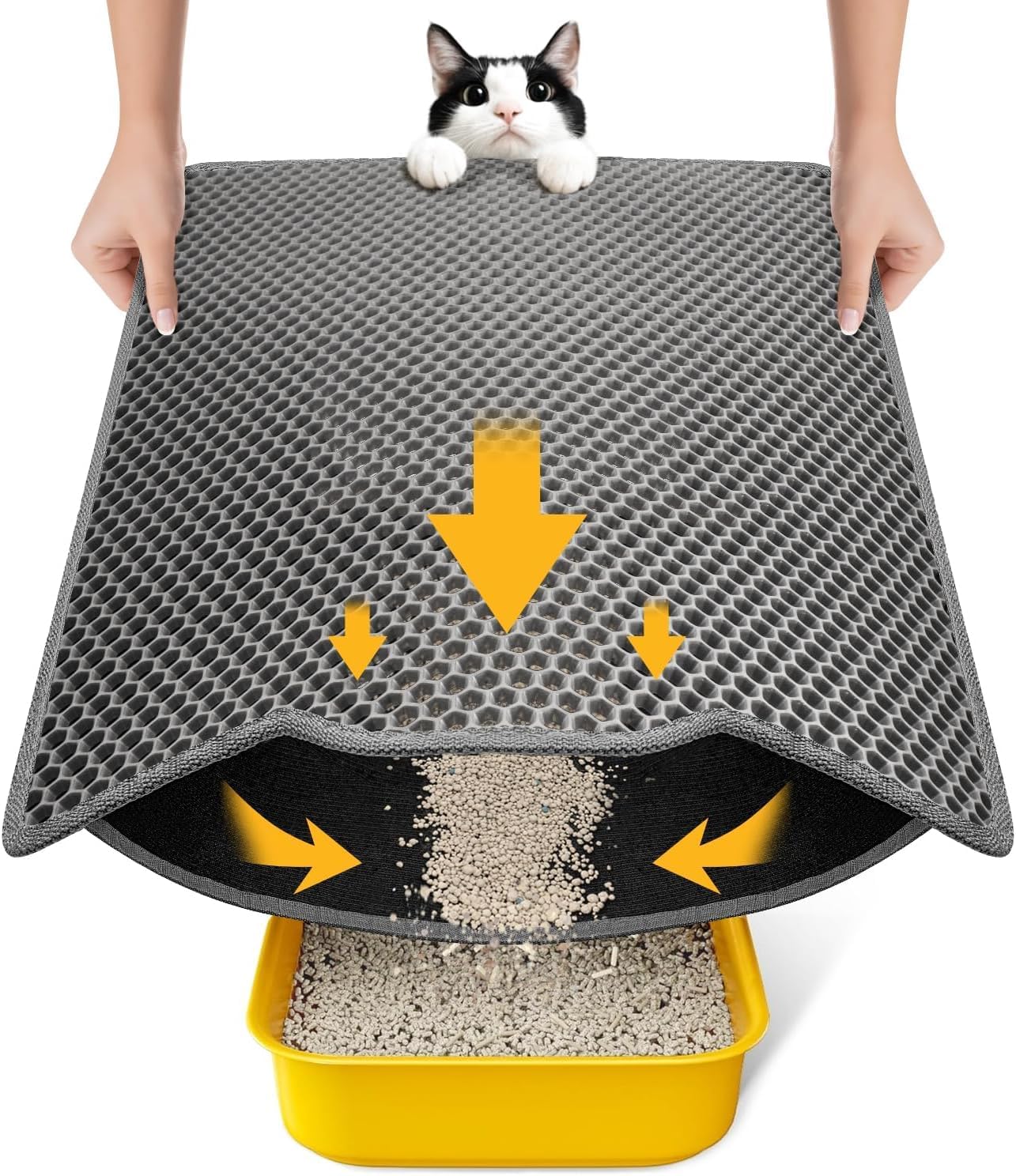 Conlun Cat Litter Mat, 58x40cm Honeycomb Double Layer Urine ...