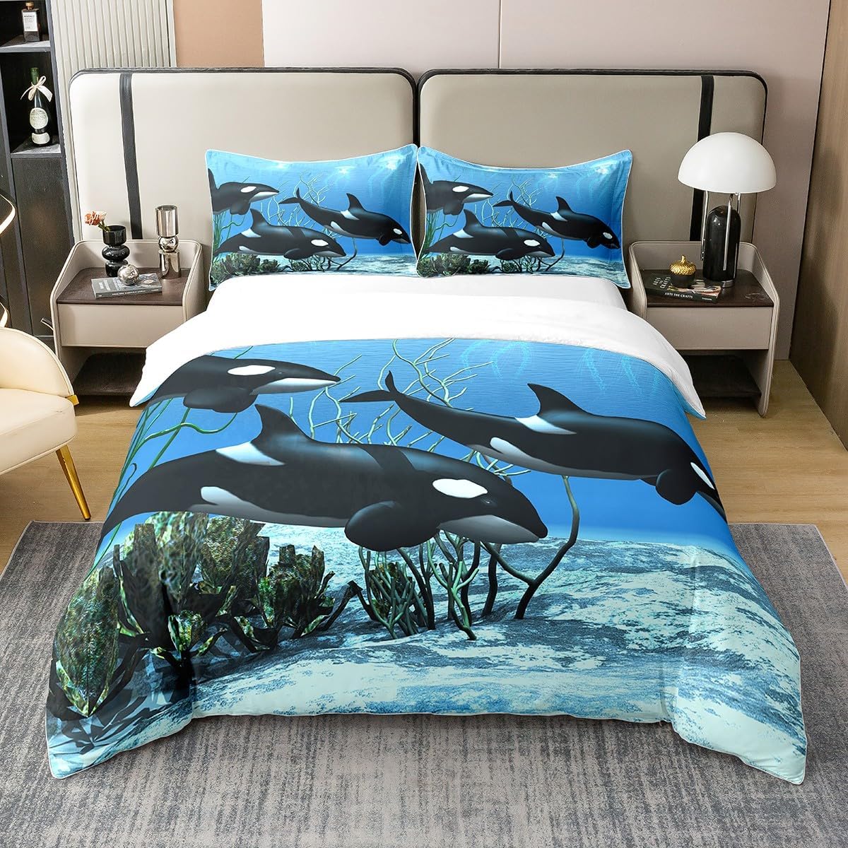 Amazon.com: Pure Cotton Killer Whale Bedding Sets Orcinus Orcas ...